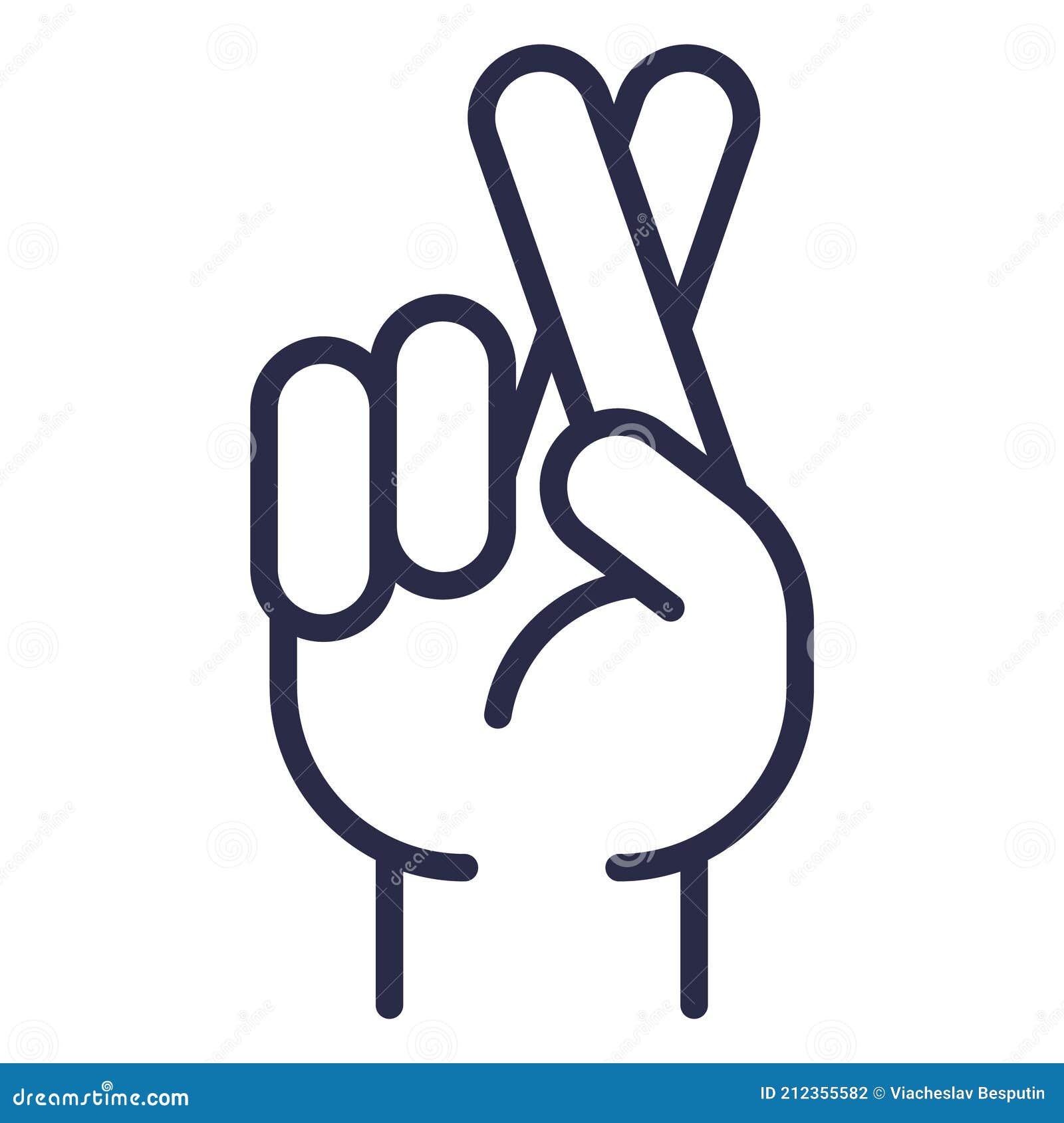 Crossed Fingers Linear Icon. Gesture for Making a Wish Stock Vector ...