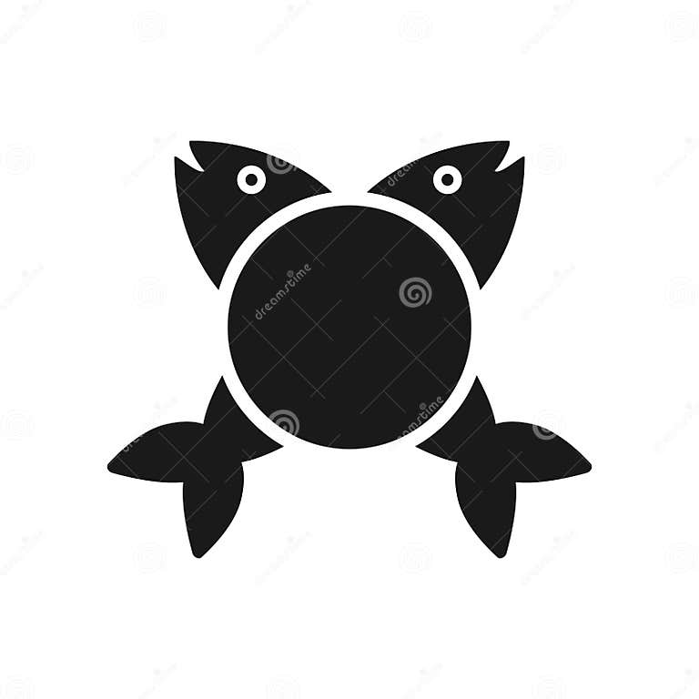 Crossed Fish Silhouettes with Big Empty Round Frame. Stock Illustration ...