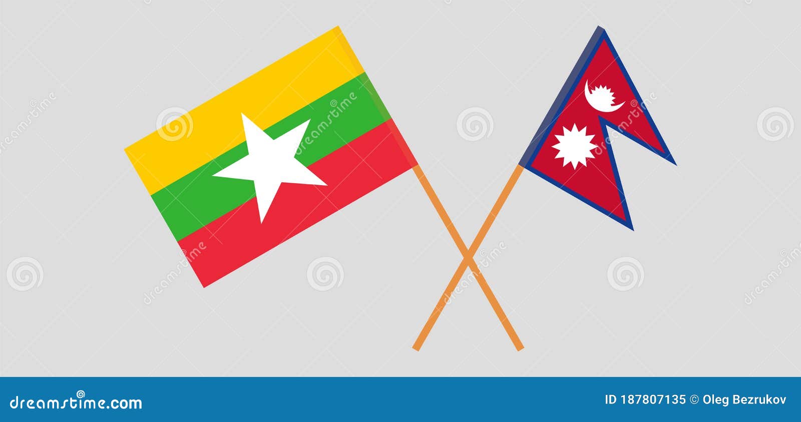 Crossed Flags of Nepal and Myanmar Stock Vector - Illustration of burma ...