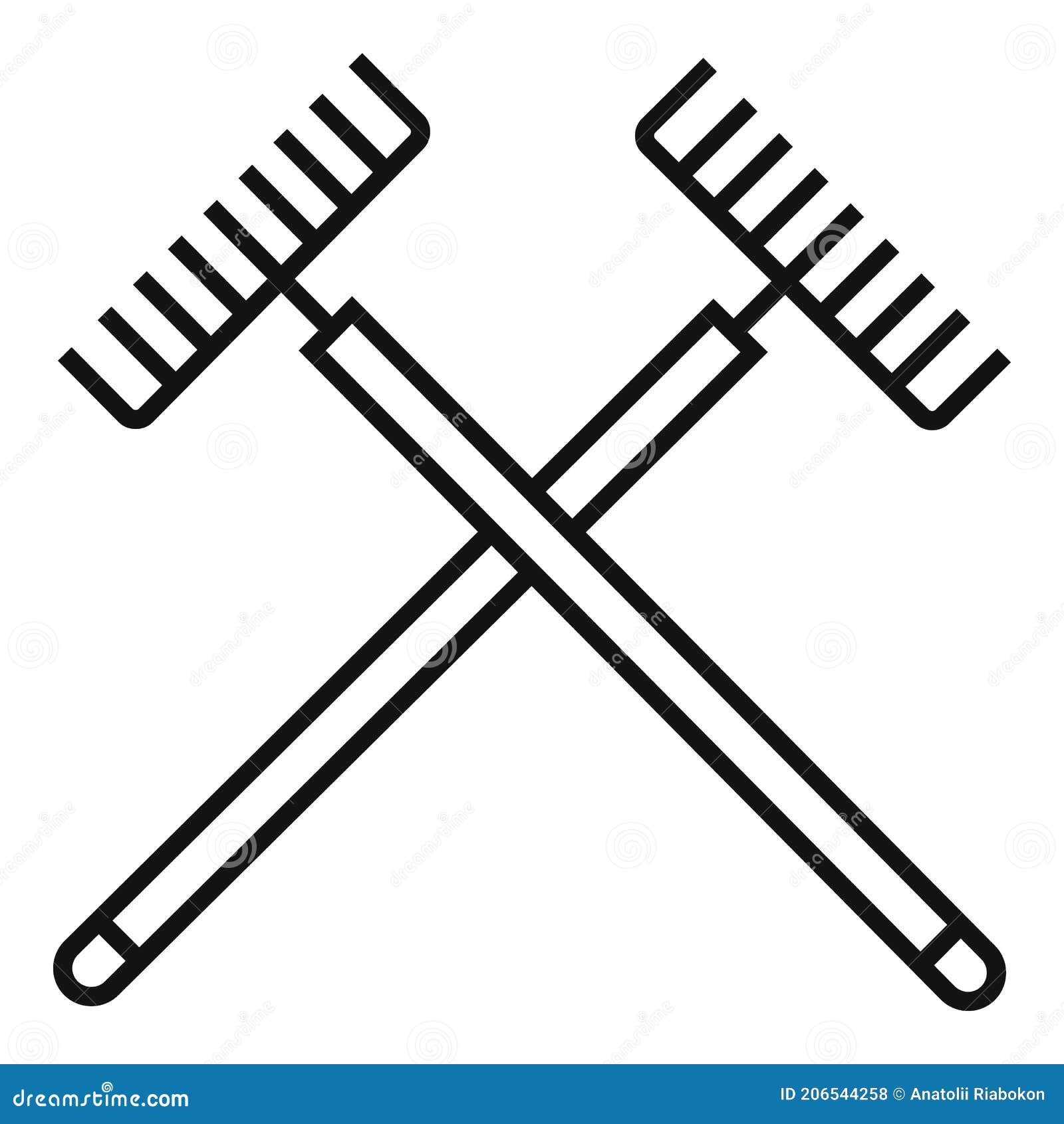 Crossed Garden Rake Icon, Outline Style Stock Illustration ...