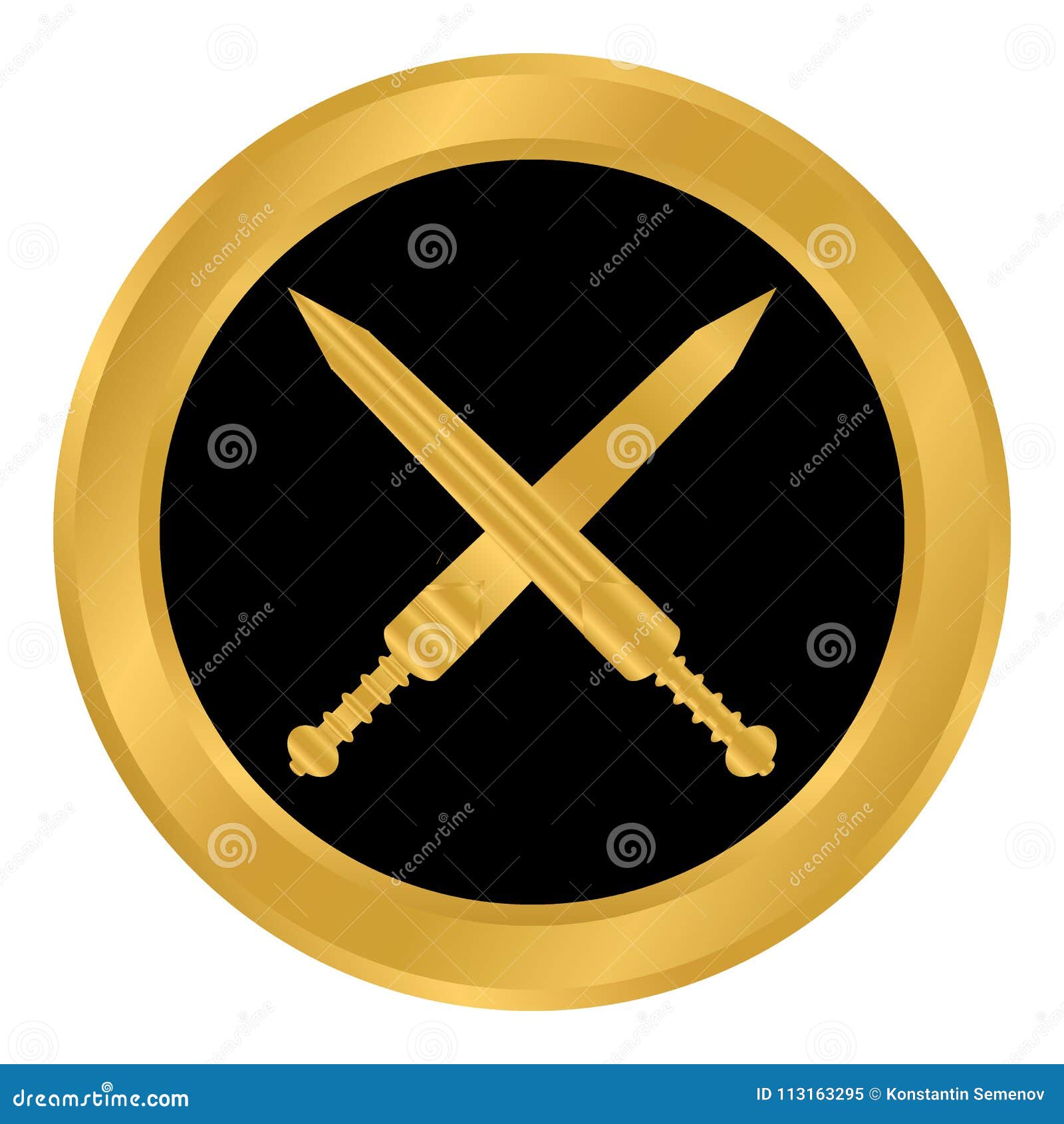 Crossed Gladius Swords Button. Stock Illustration - Illustration of ...