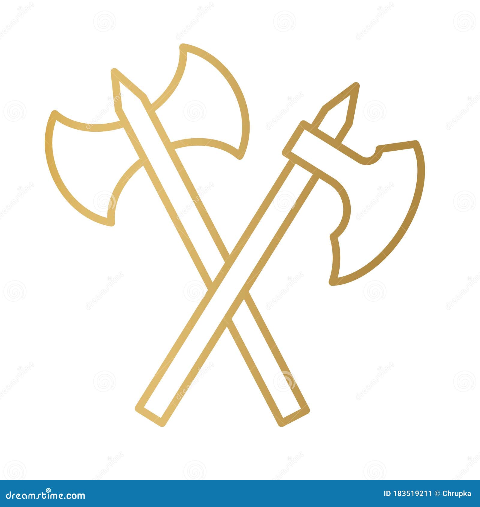 Crossed golden axe icon stock vector. Illustration of battle - 183519211