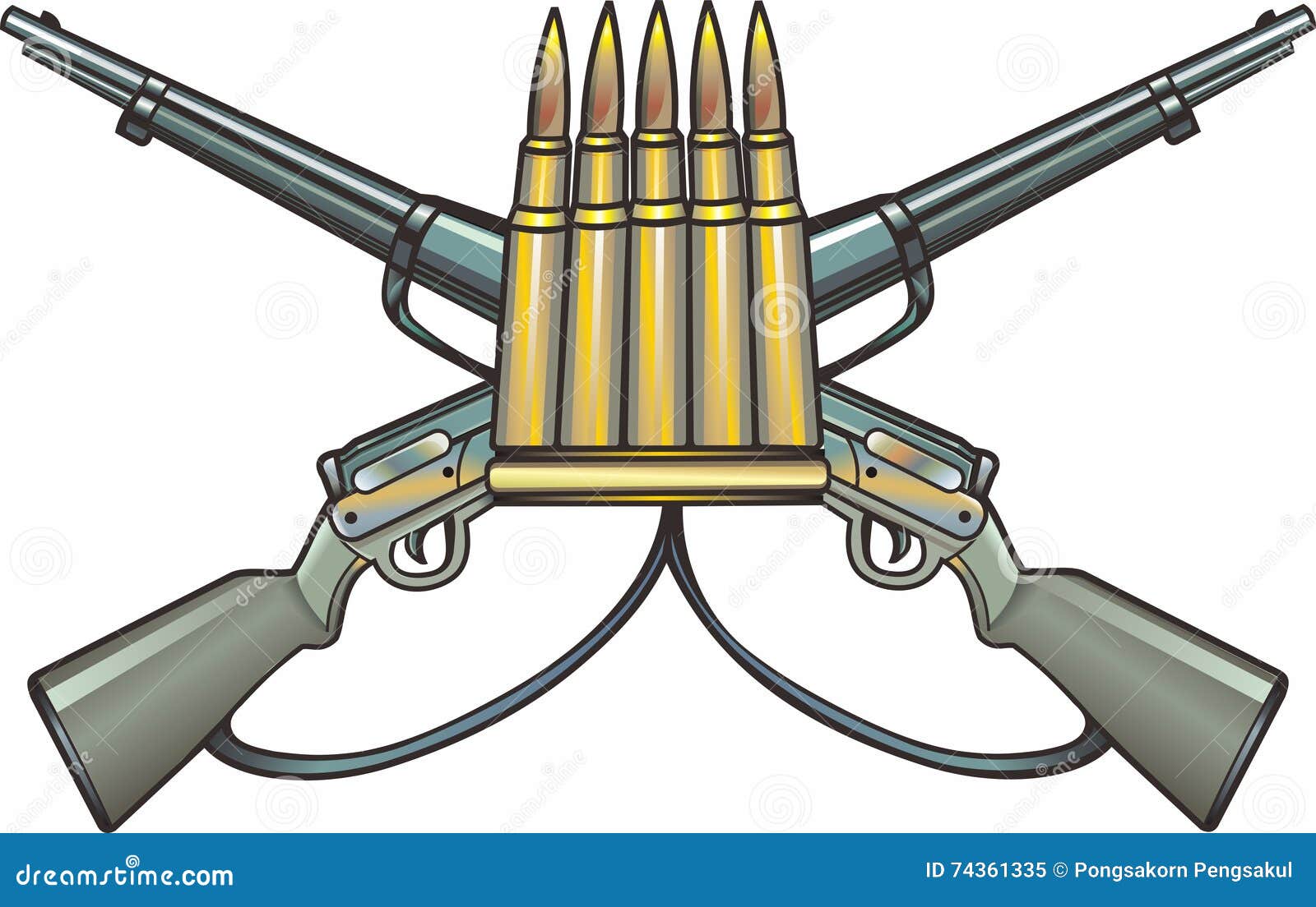 Crossed guns and Ammo stock vector. Illustration of shoot - 74361335