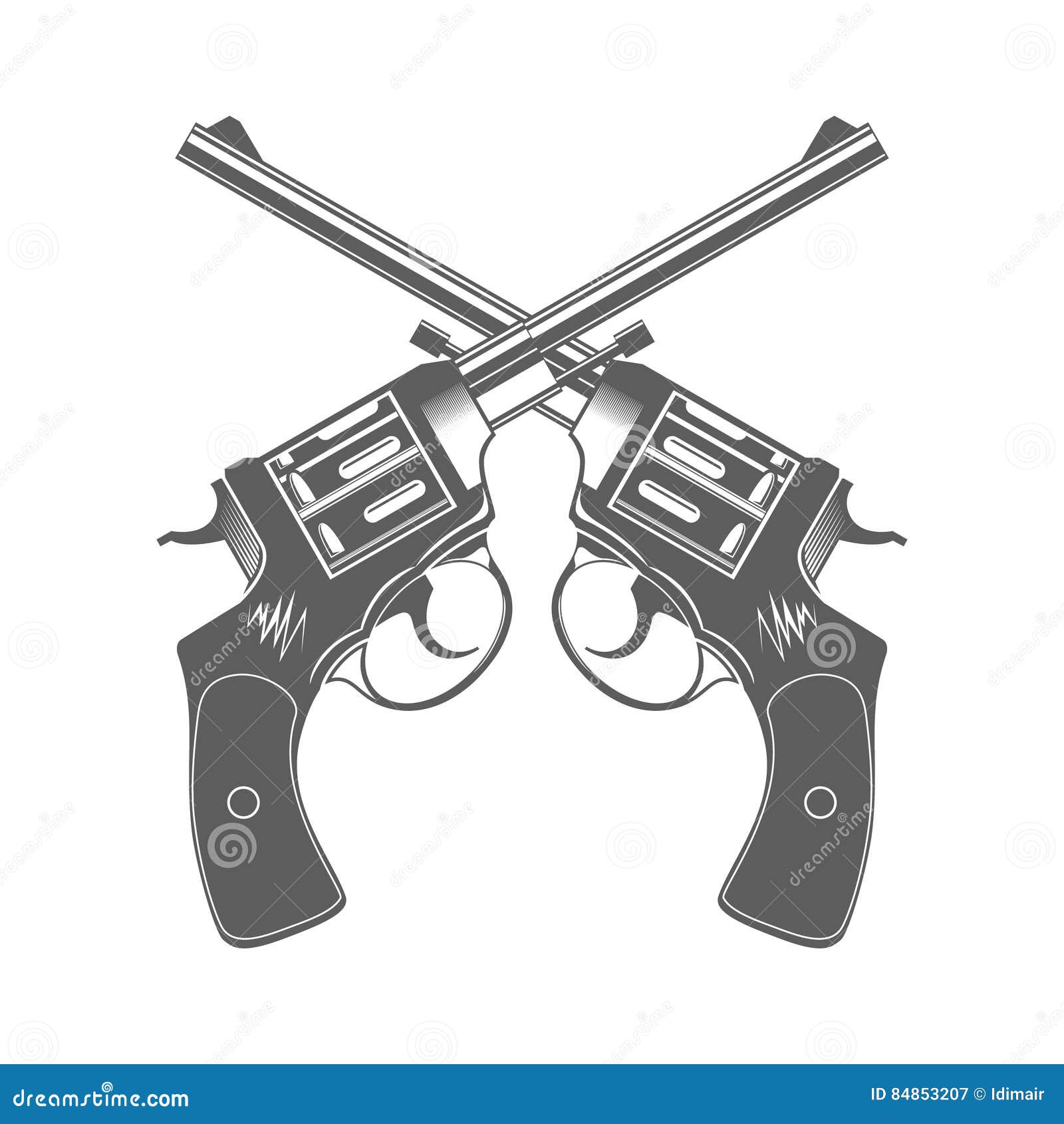 Crossed Revolver Drawing