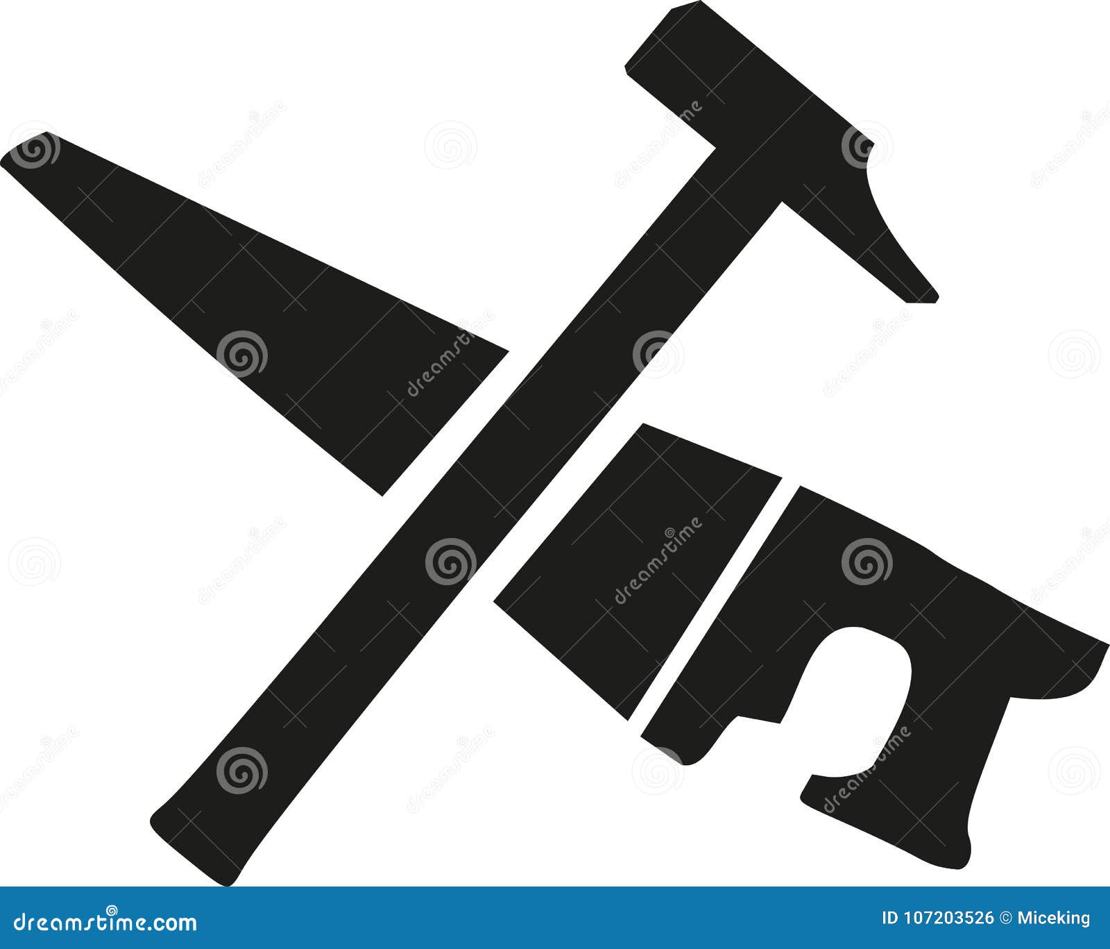 Crossed hammer and saw stock vector. Illustration of logo - 107203526