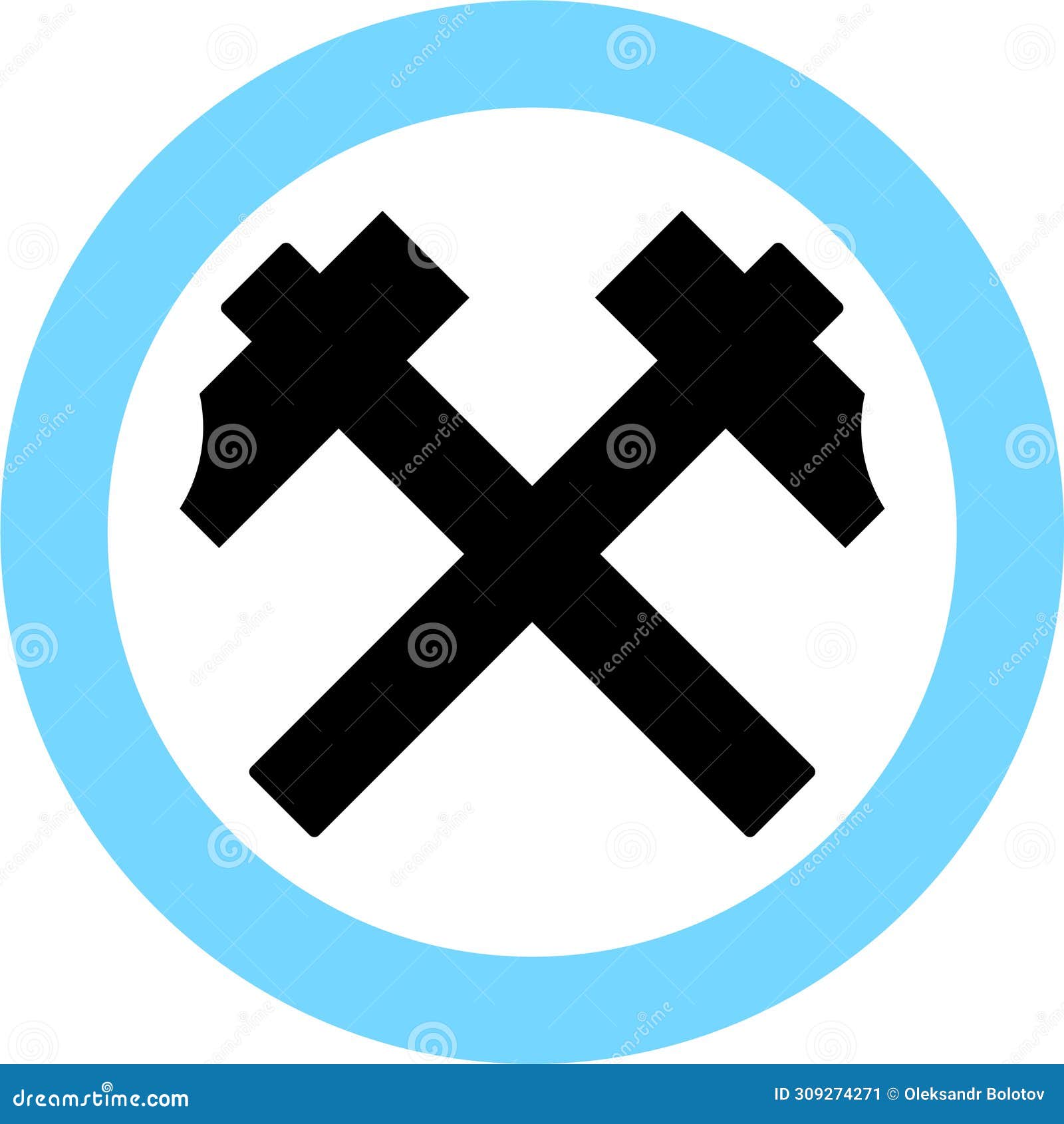Crossed Hammers Icon in Flat Style. Vector Illustration. Stock Vector - Illustration of ...
