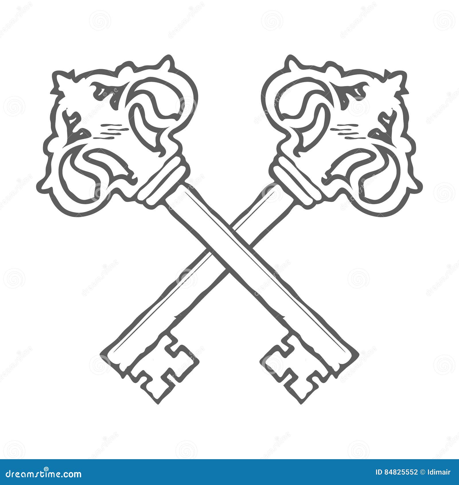 Crossed Hand Drawn Keys Design Element Vector Stock Vector ...