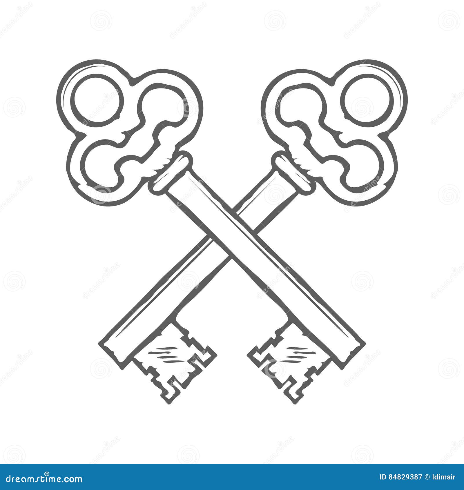 Crossed Hand Drawn Keys Design Element Vector Stock Vector ...