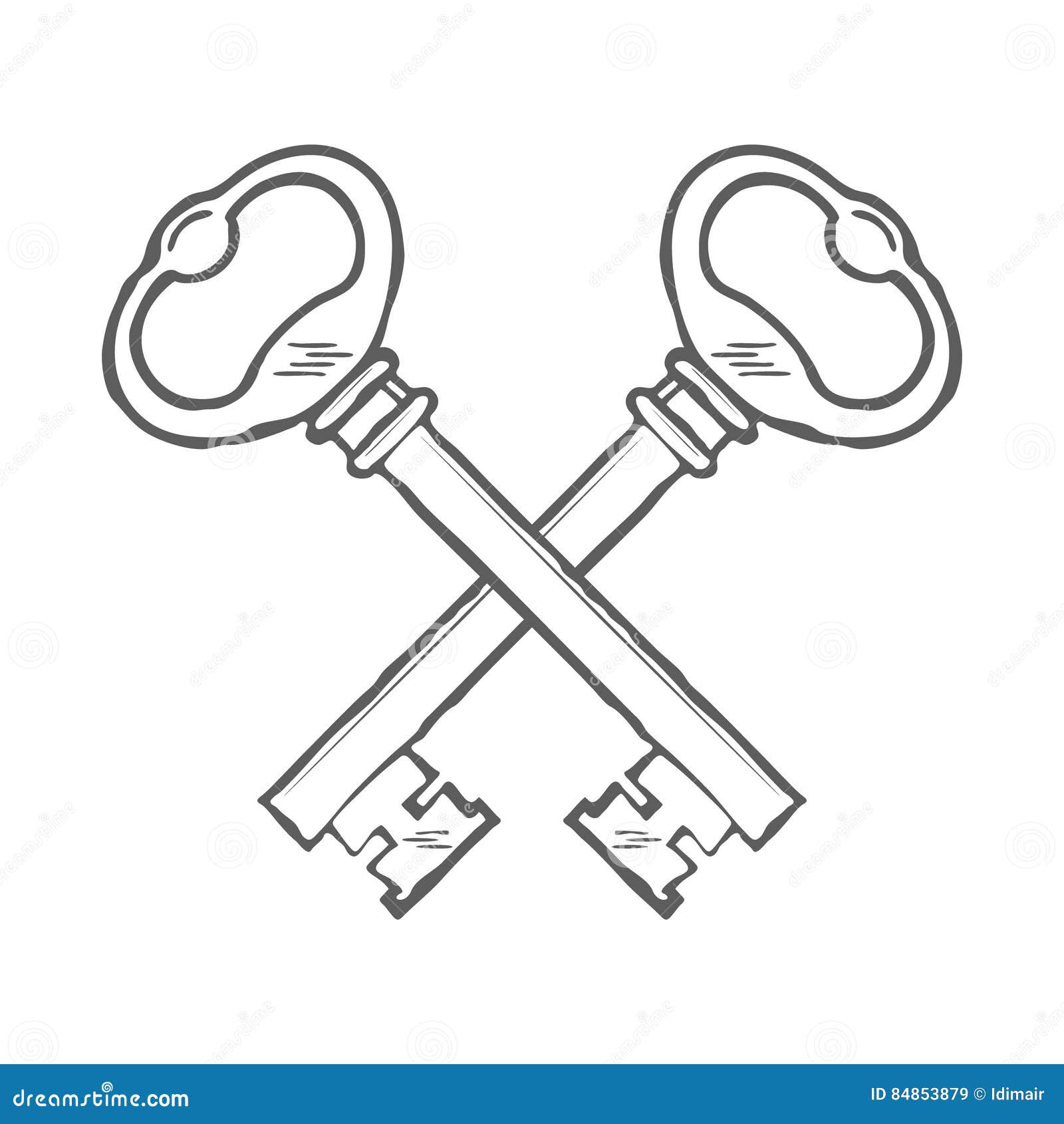 Crossed Hand Drawn Keys Design Element Vector Stock Vector ...