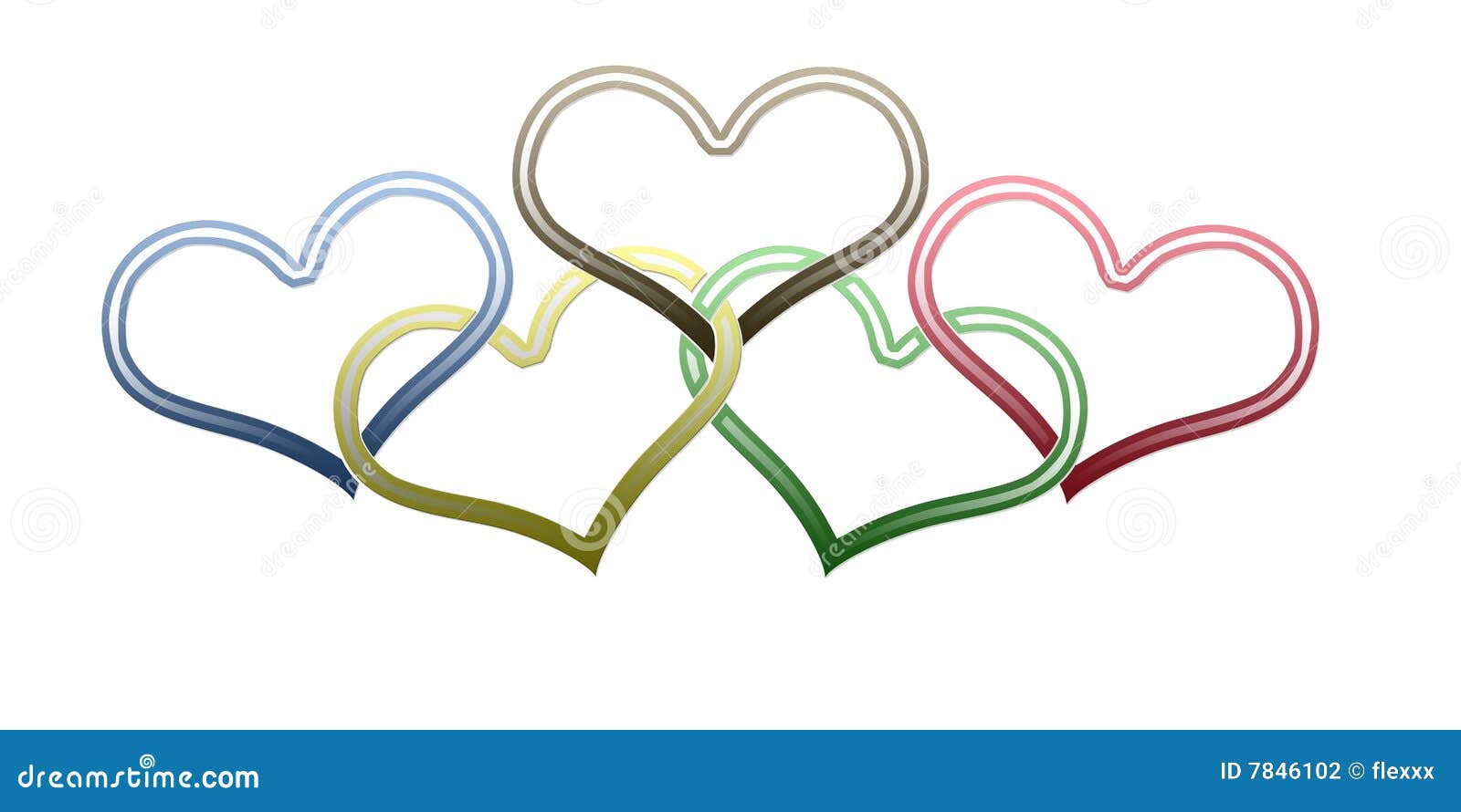 The crossed hearts stock illustration. Illustration of romance - 7846102