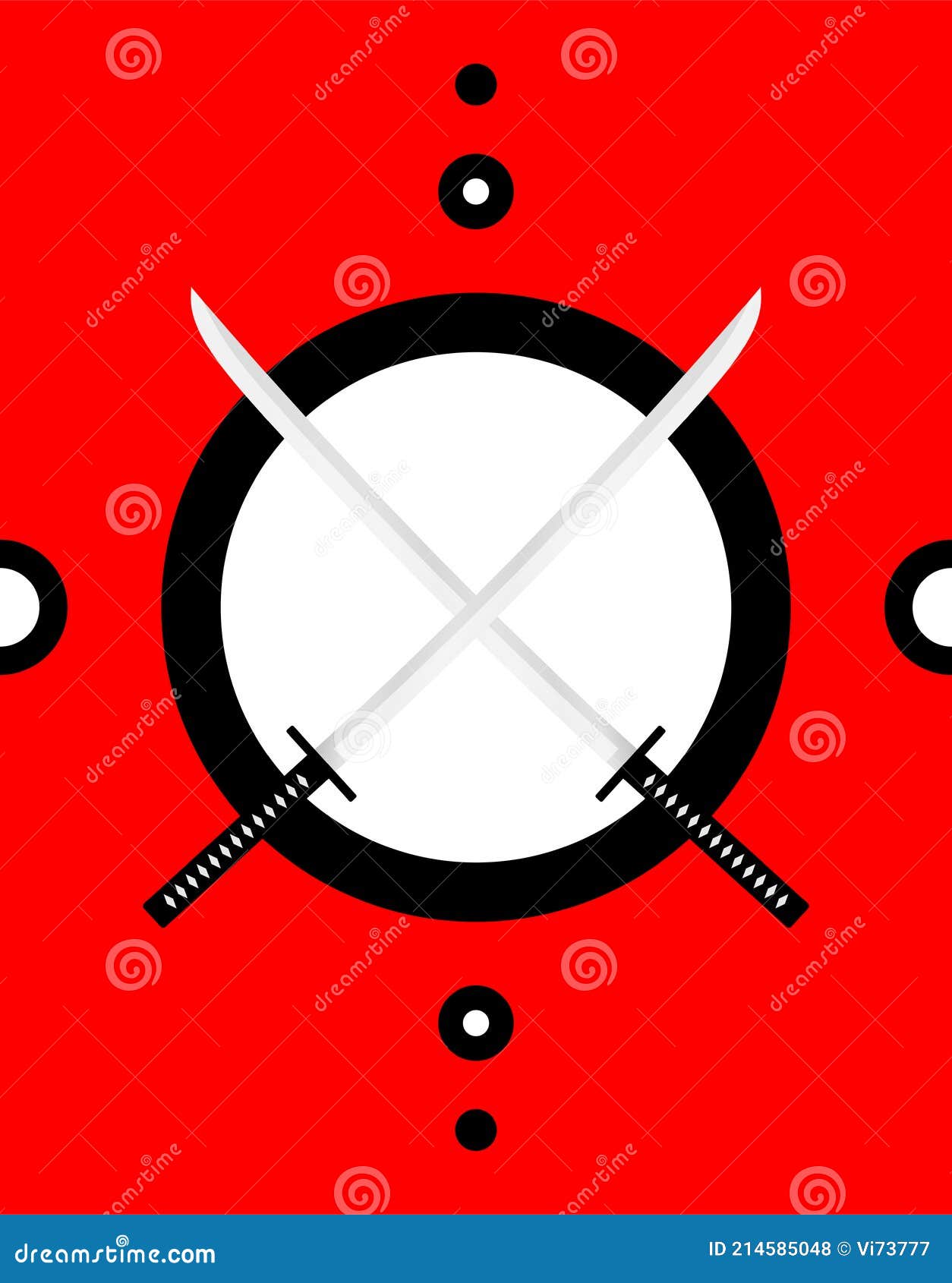 Crossed Japanese Swords. Vector Design with Two Katanas. Stock Vector ...
