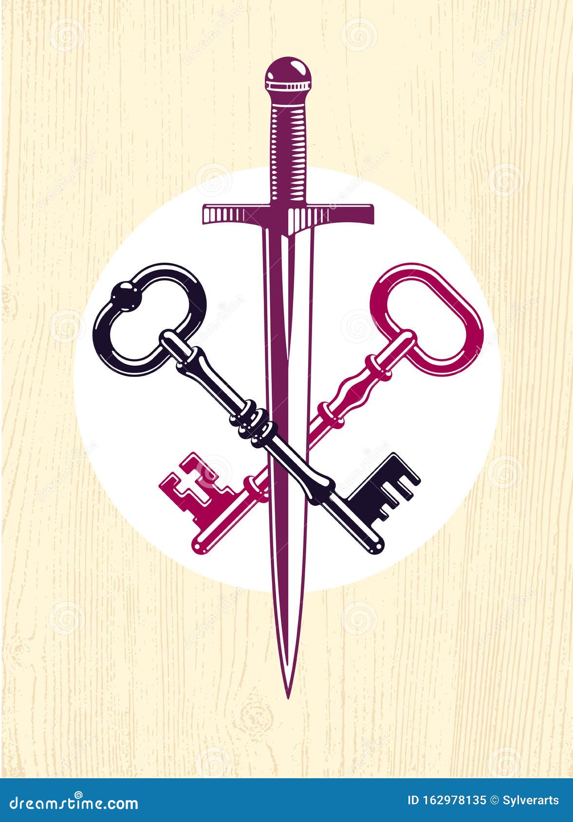 Crossed Keys and Dagger Vector Symbol Emblem, Turnkeys and Sword ...