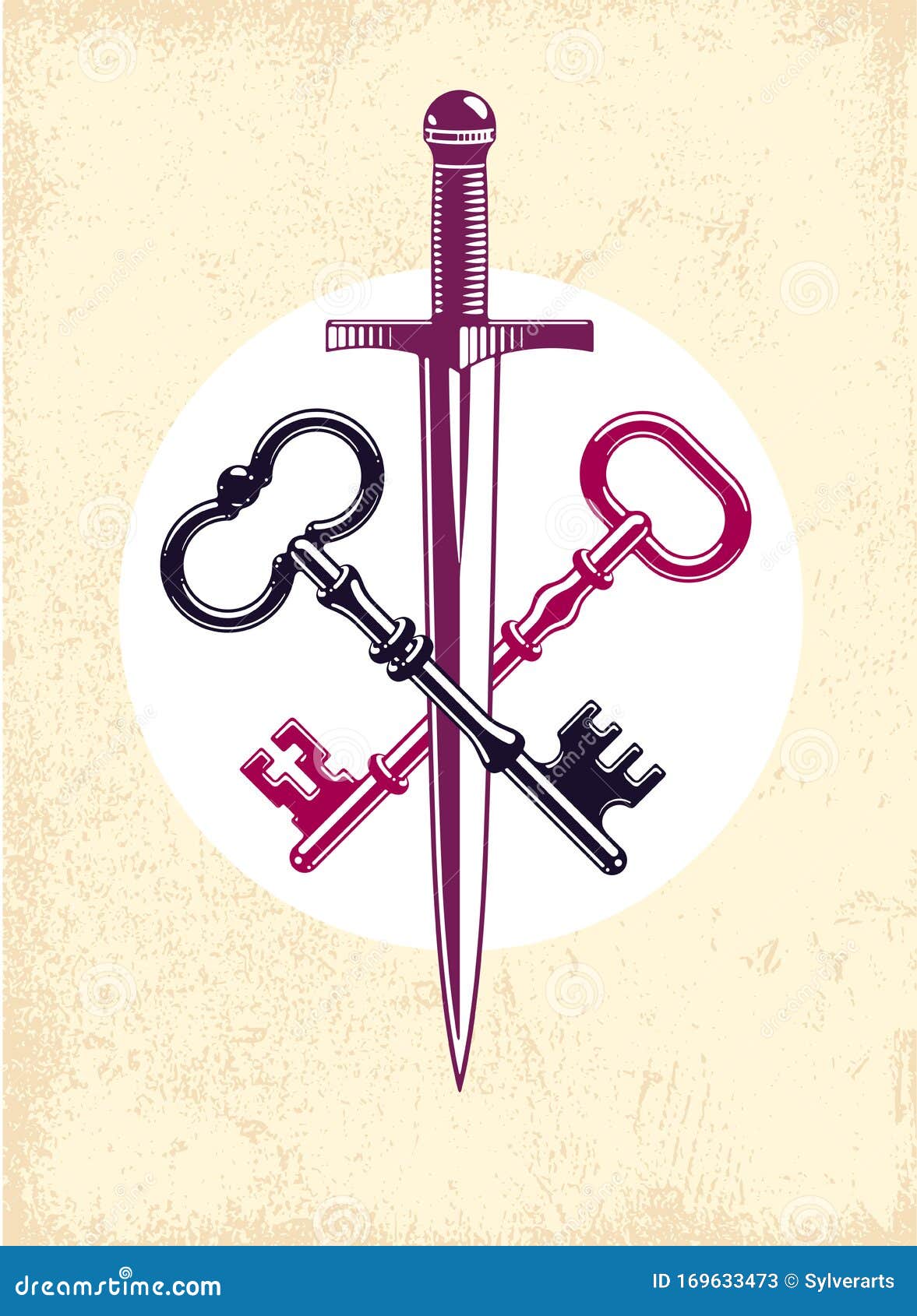Crossed Keys and Dagger Vector Symbol Emblem, Turnkeys and Sword ...