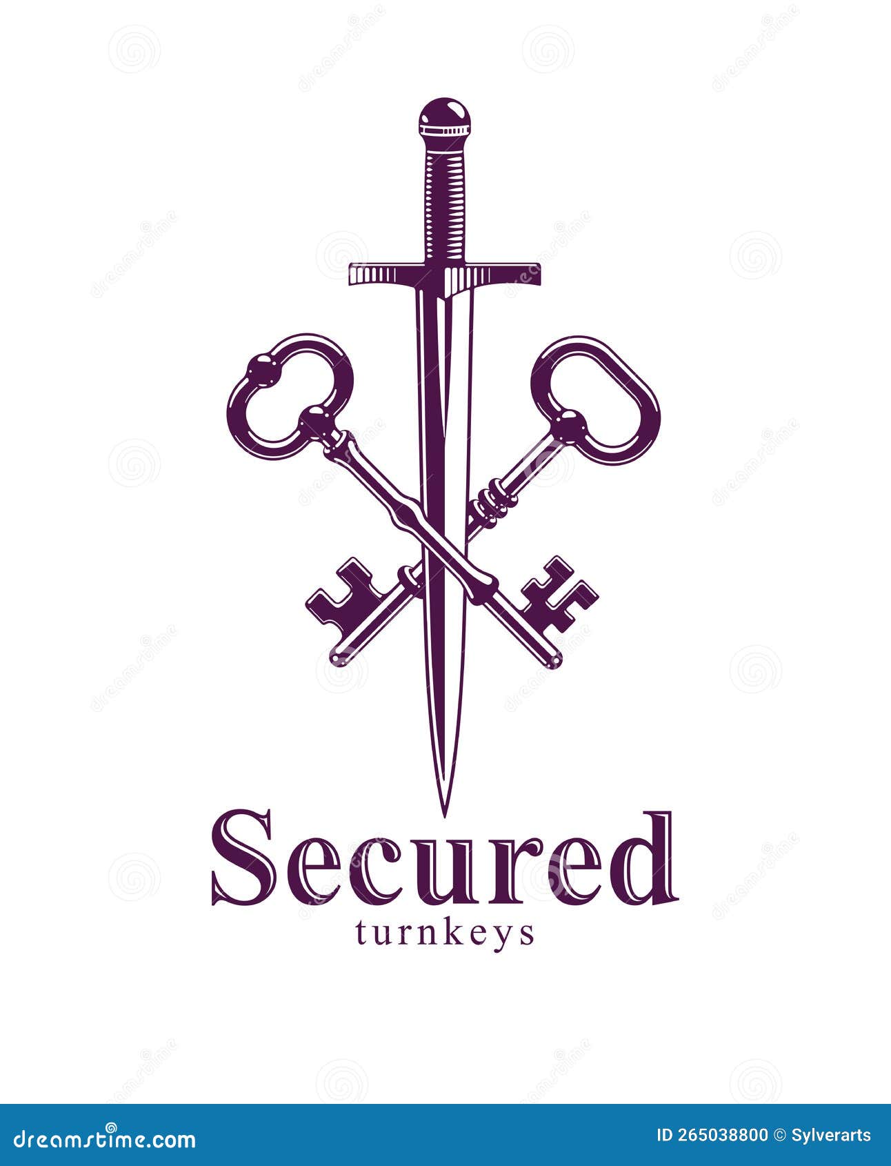 Crossed Keys and Dagger Vector Symbol Emblem, Turnkeys and Sword ...