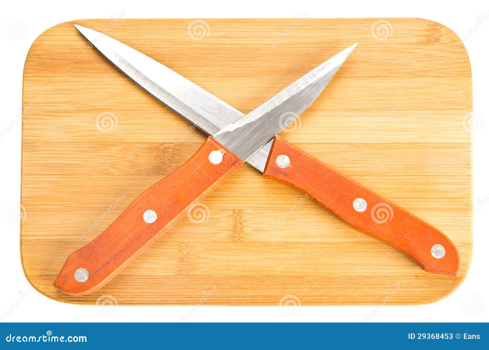 Crossed Kitchen Knives on Chopping Board Stock Image - Image of ...