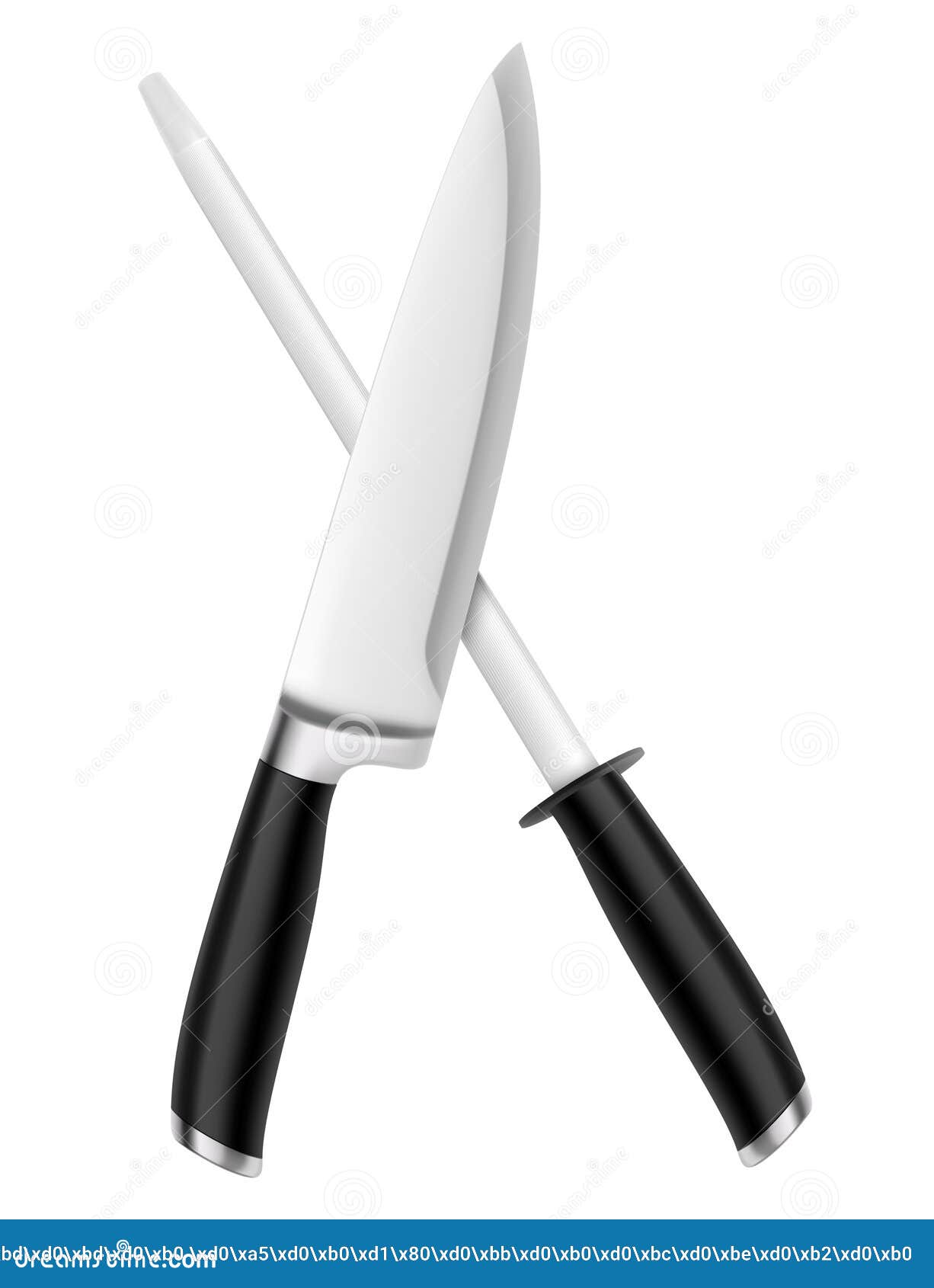 Crossed Knife and Sharpener, Realistic 3d Vector Illustration. Kitchen ...