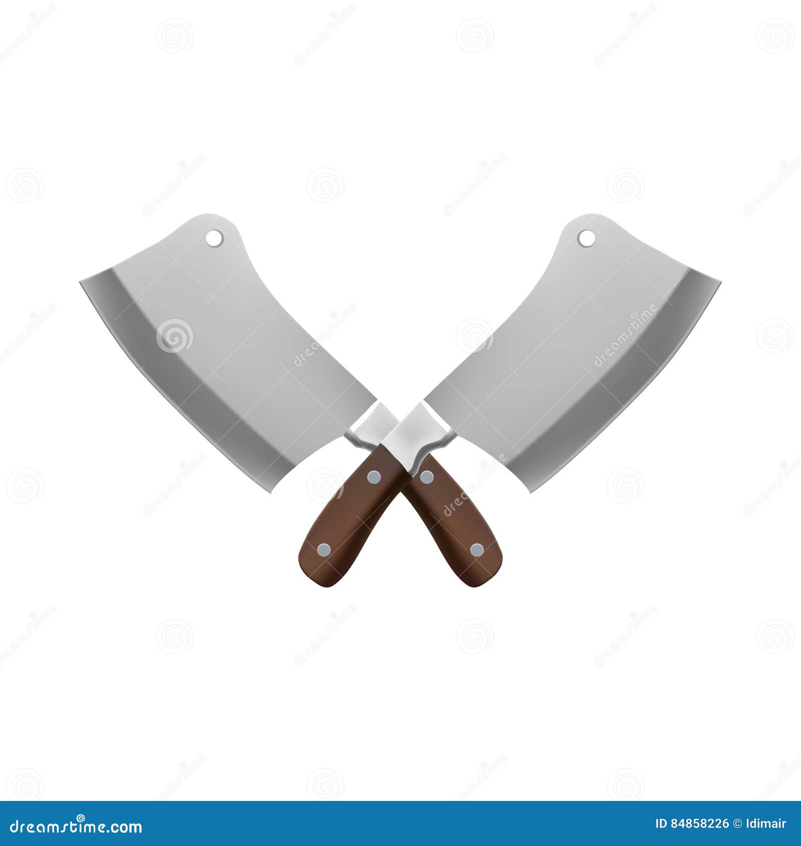 Two Crossed Meat Cleavers Flat White Icons In Square Backgrounds ...