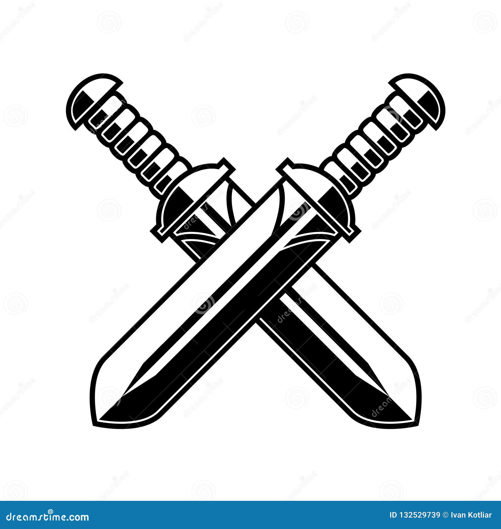 Crossed Medieval Swords on White Background. Design Element for Logo ... Crossed Medieval Swords on White Background. Design Element for Logo ...