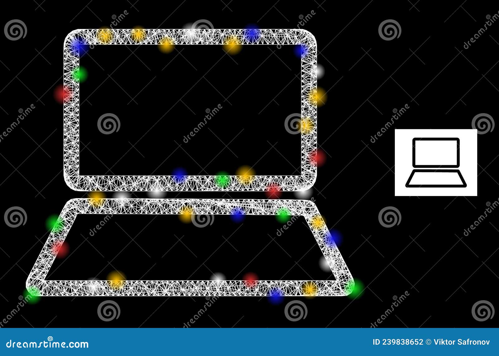 Crossed Mesh Laptop Computer Icon with Bright Colored Glare Spots Stock ...