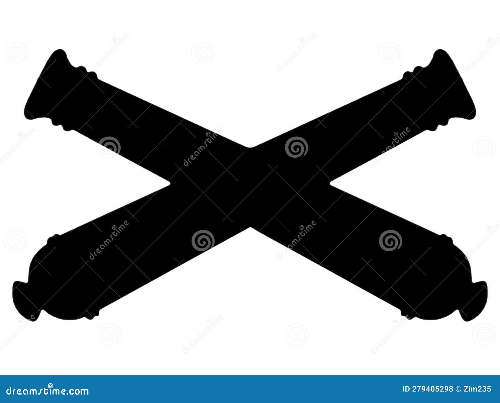 Crossed Old Cannons Black Silhouette On White Background Royalty-Free ...