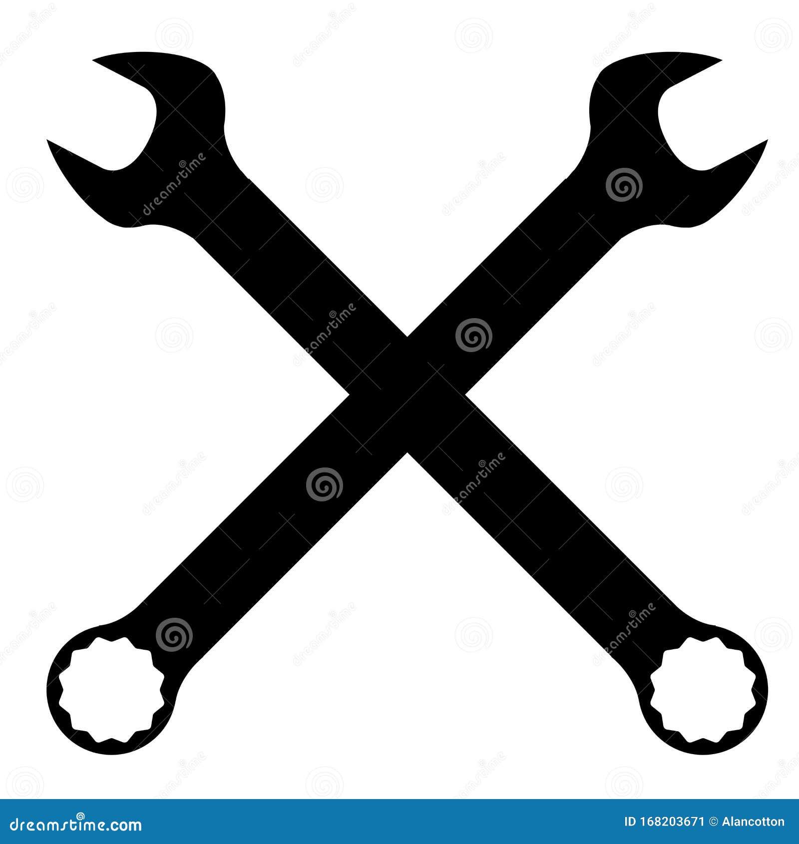 Crossed Open Ended and Ring Spanner Silhouette Stock Vector ...
