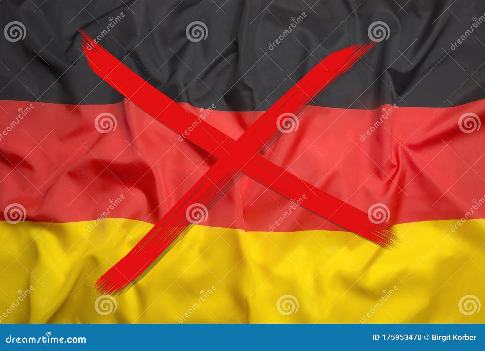 Crossed Out Flag of Germany, Curfew Concept Stock Photo - Image of ...