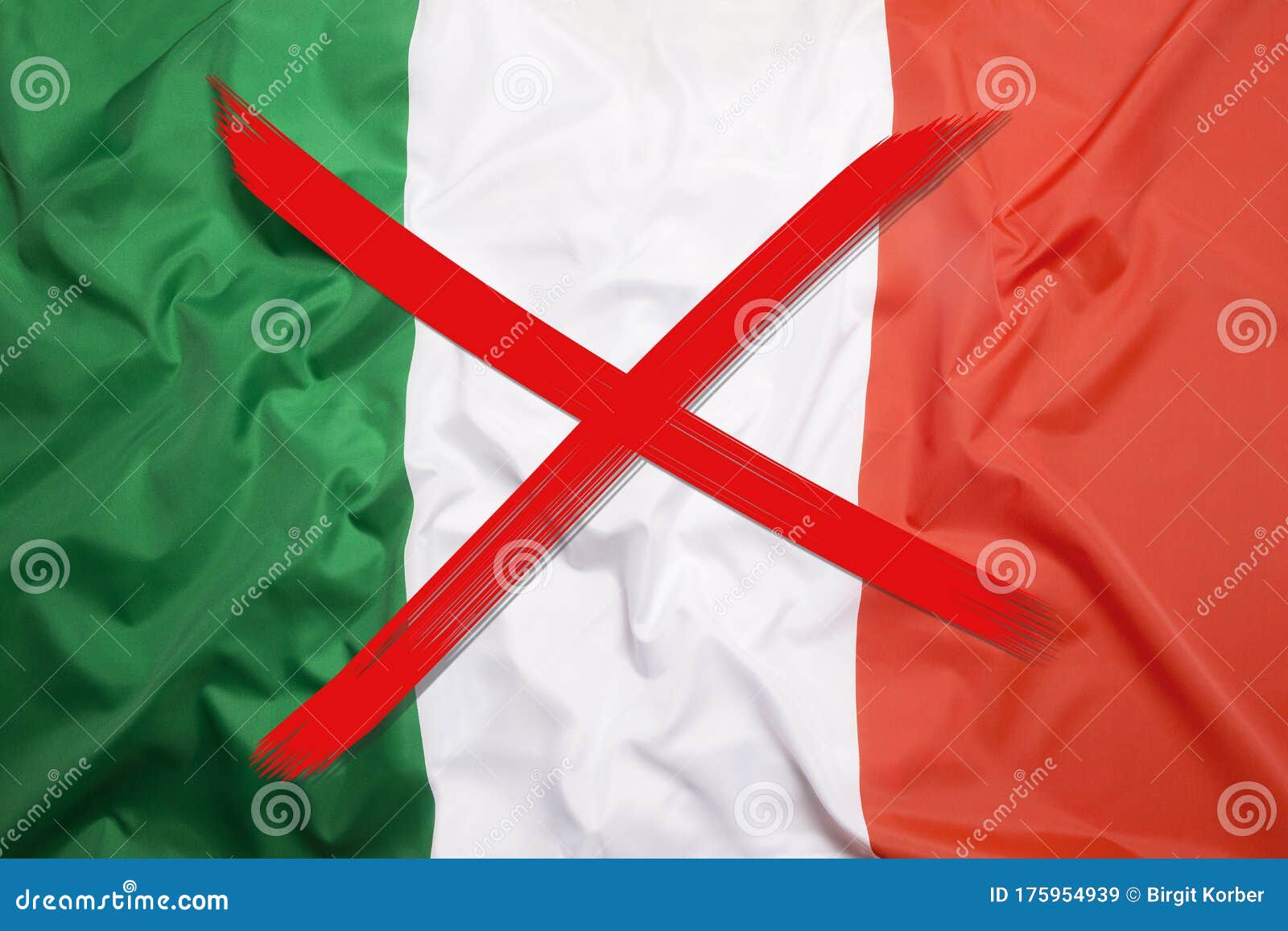Crossed Out Flag of Italy, Curfew Concept Stock Illustration ...