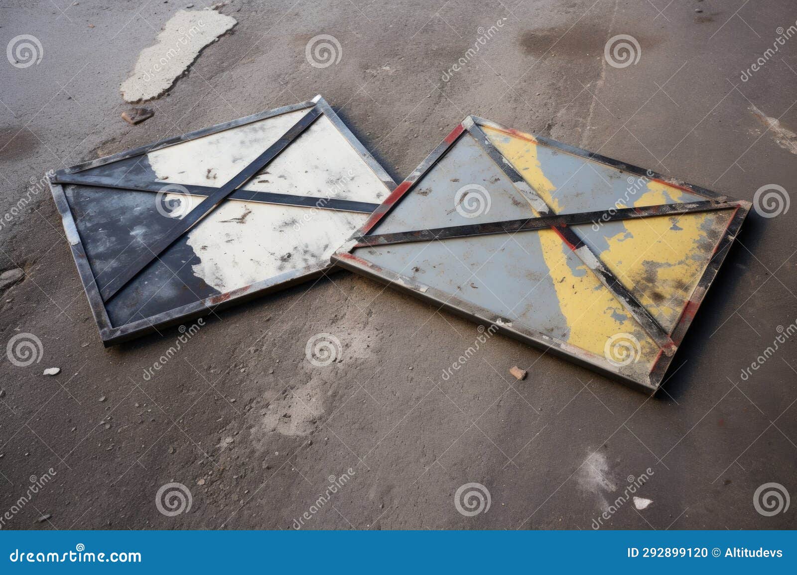 Crossed Out License Plates on Grunge Concrete Surface Stock Photo ...
