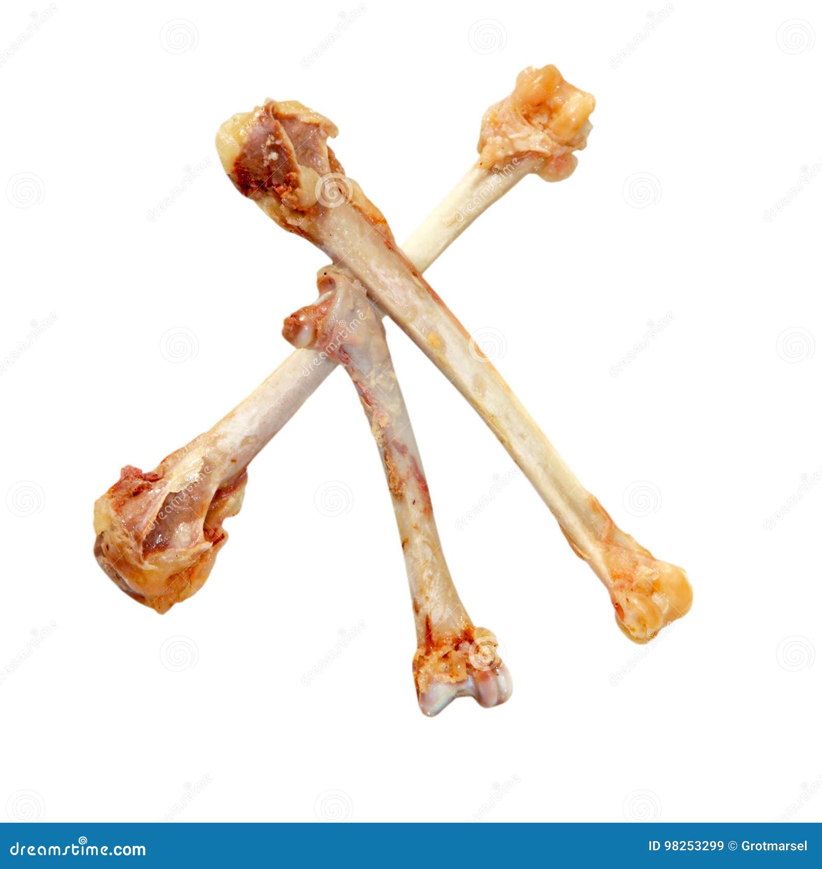 Crossed Picked Chicken Bones Isolated on White Background. Stock Image ...