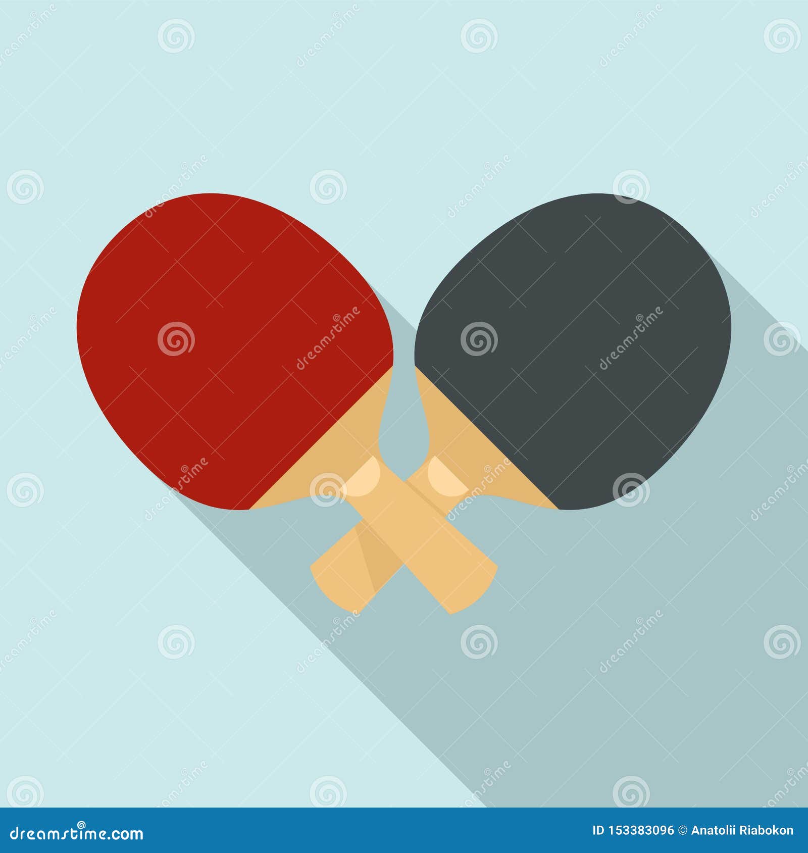 Crossed Ping Pong Paddle Icon, Flat Style Stock Vector - Illustration ...