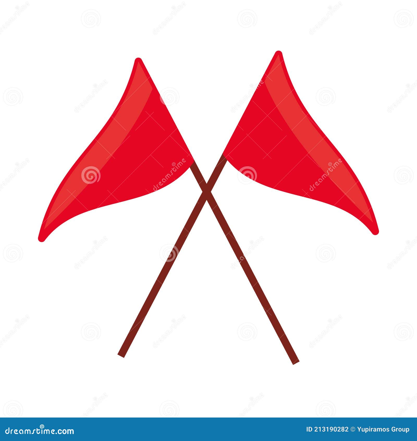 Crossed red flags stock vector. Illustration of emblem - 213190282