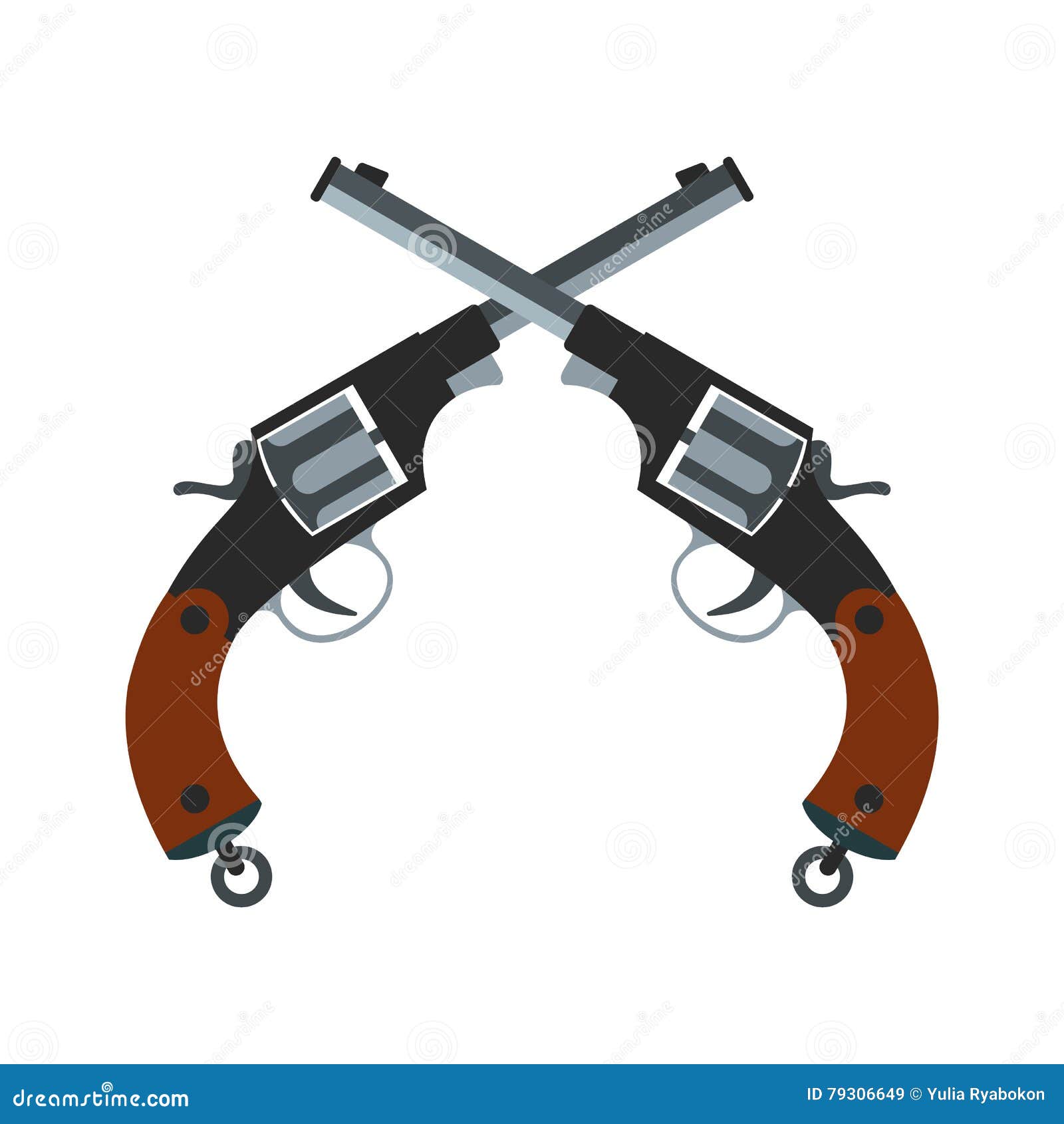 Crossed revolvers icon stock vector. Illustration of cowboy - 79306649