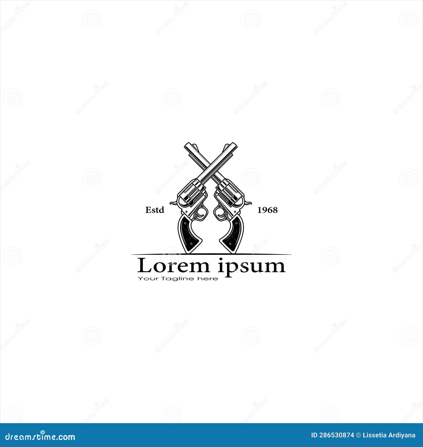 Crossed Revolvers Logo Design Vector Graphics Stock Vector ...