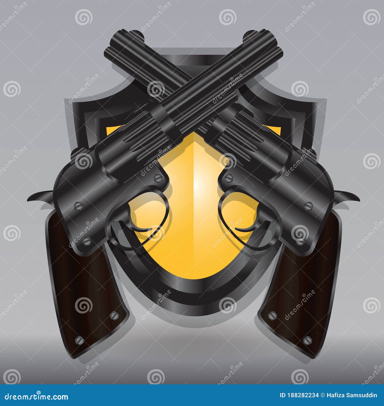 Crossed Revolvers. Vintage Guns Hand-drawn. Gun, Firearms Illustration ...