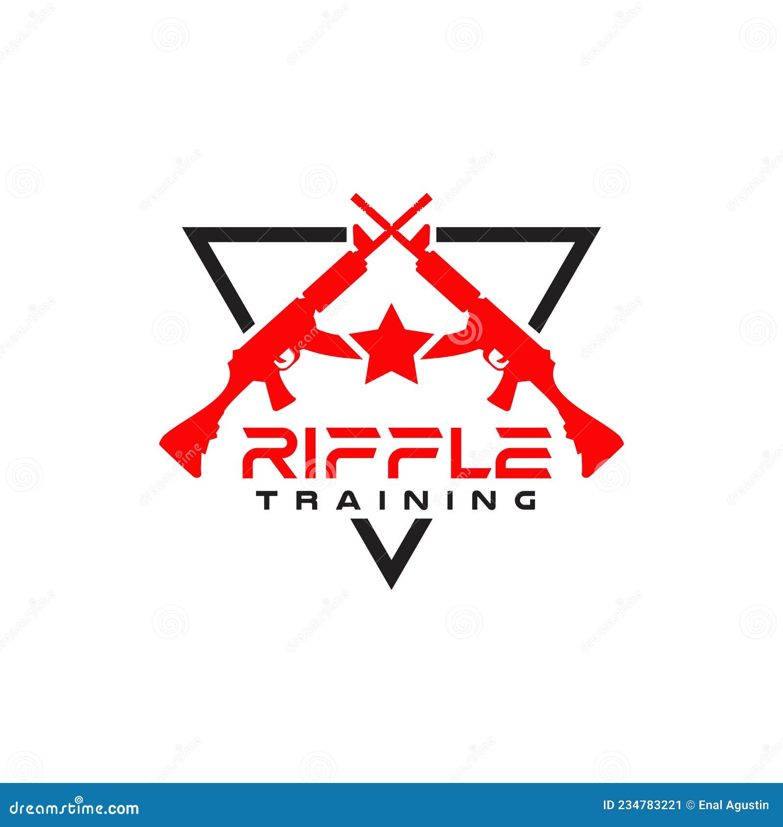 Crossed Riffle with Triangle Shield Logo Design Stock Vector ...