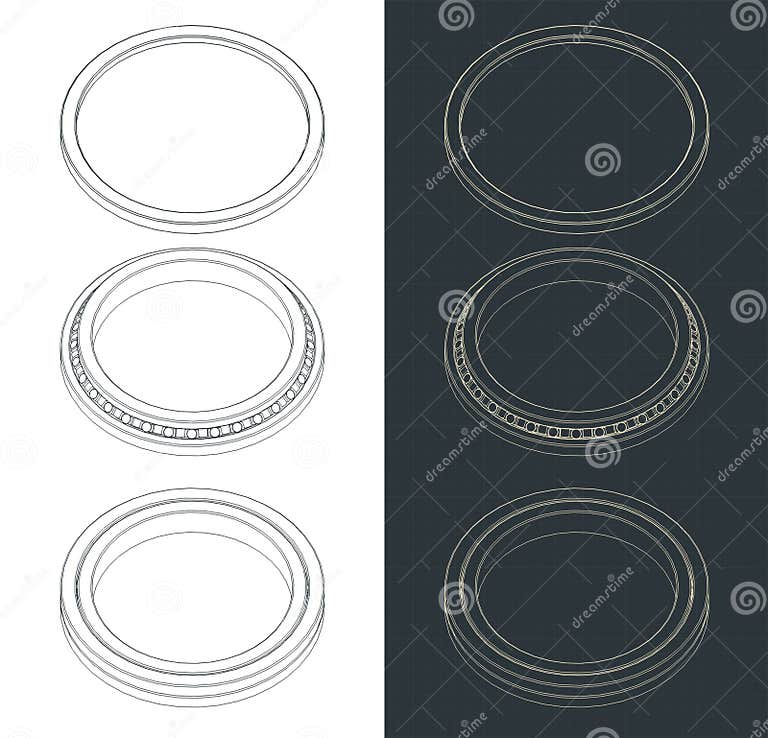Crossed Roller Bearing Isometric Blueprints Stock Illustration ...