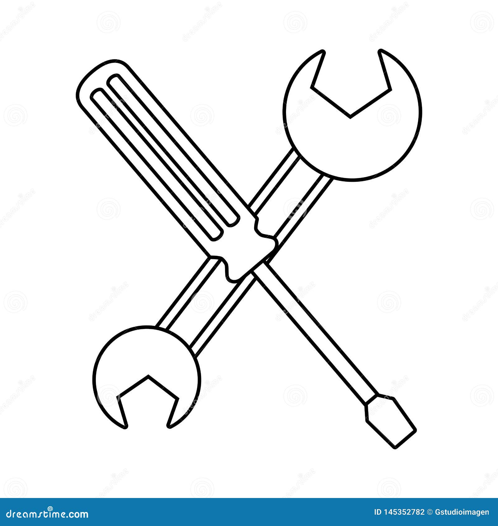 Crossed Screwdriver and Spanner Stock Vector - Illustration of metal ...