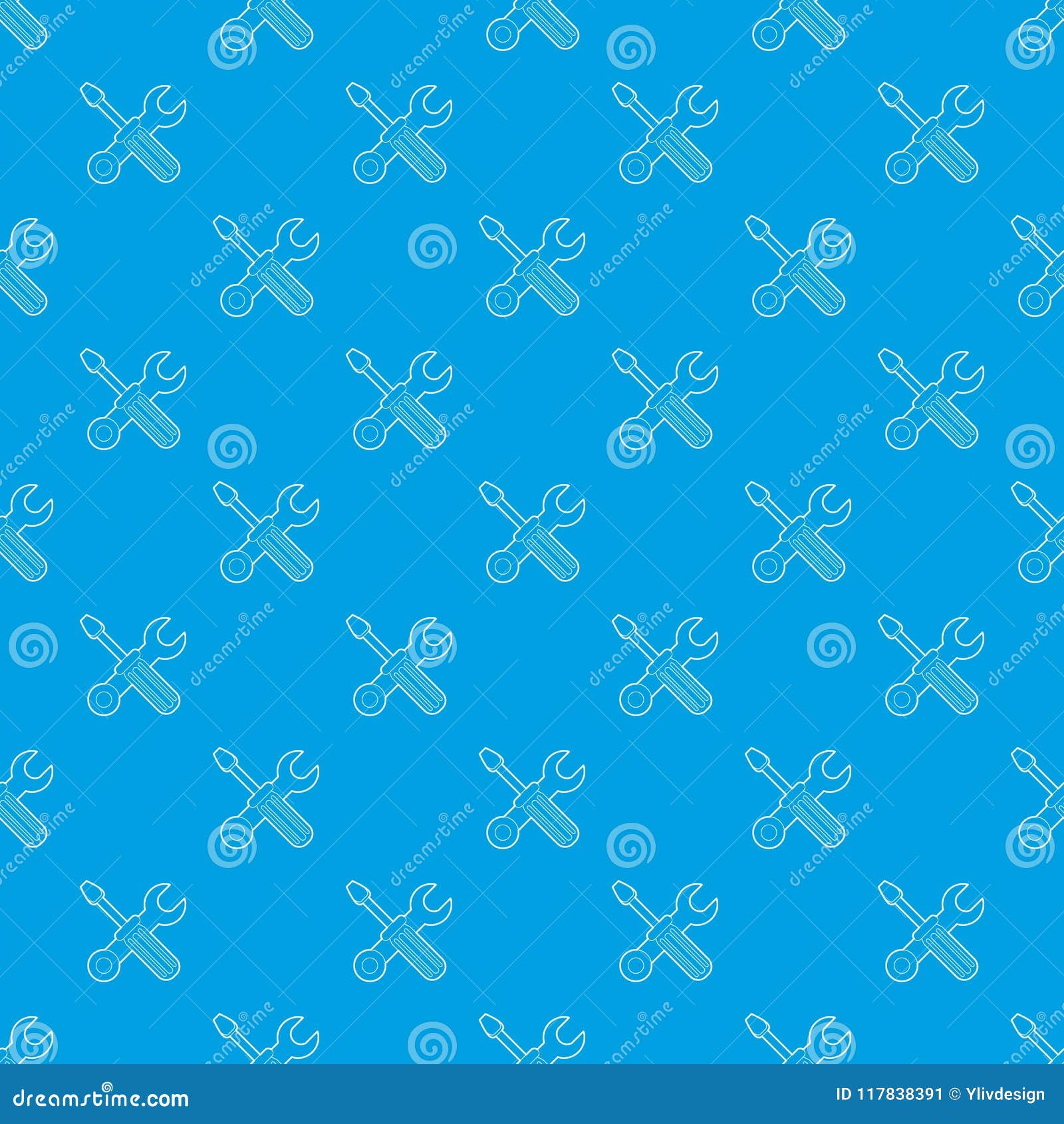 Crossed Screwdriver and Wrench Pattern Vector Seamless Blue Stock ...