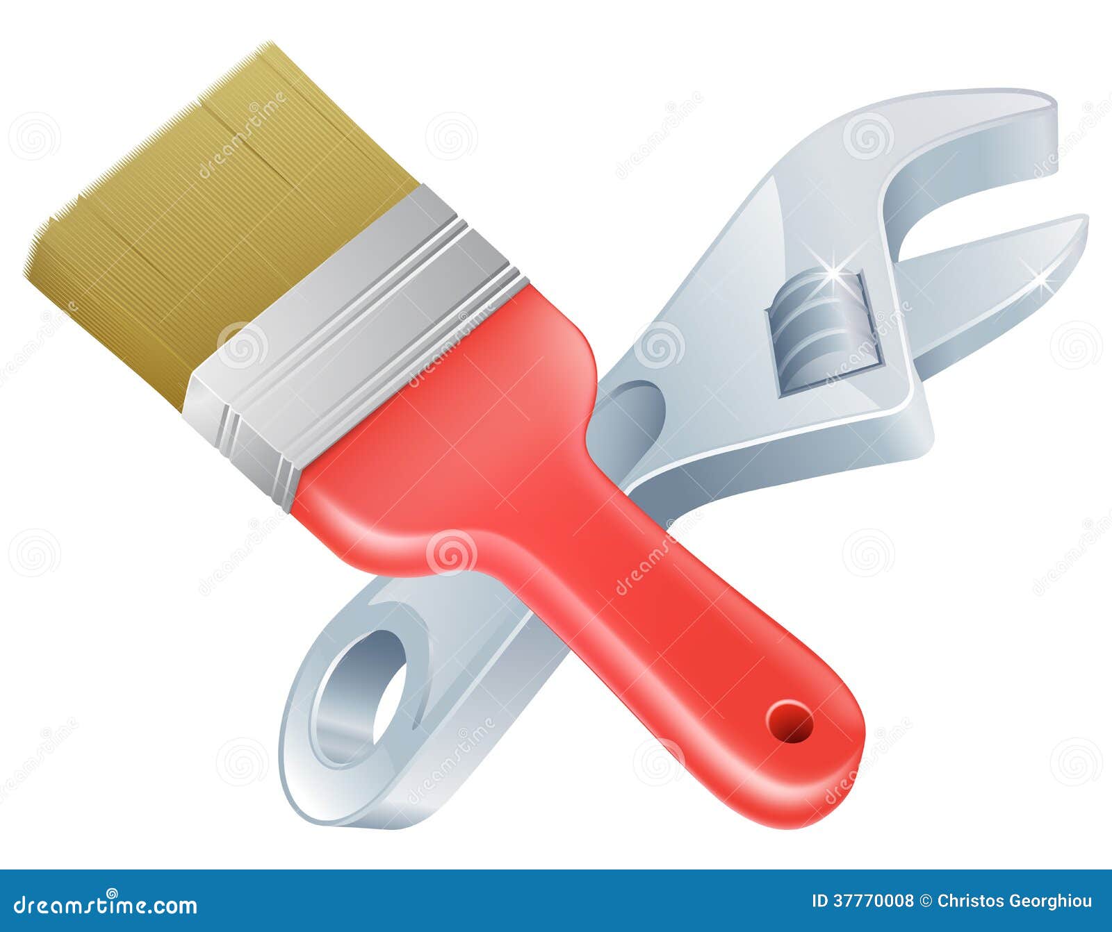 Crossed Spanner and Paintbrush Tools Stock Vector - Illustration of ...
