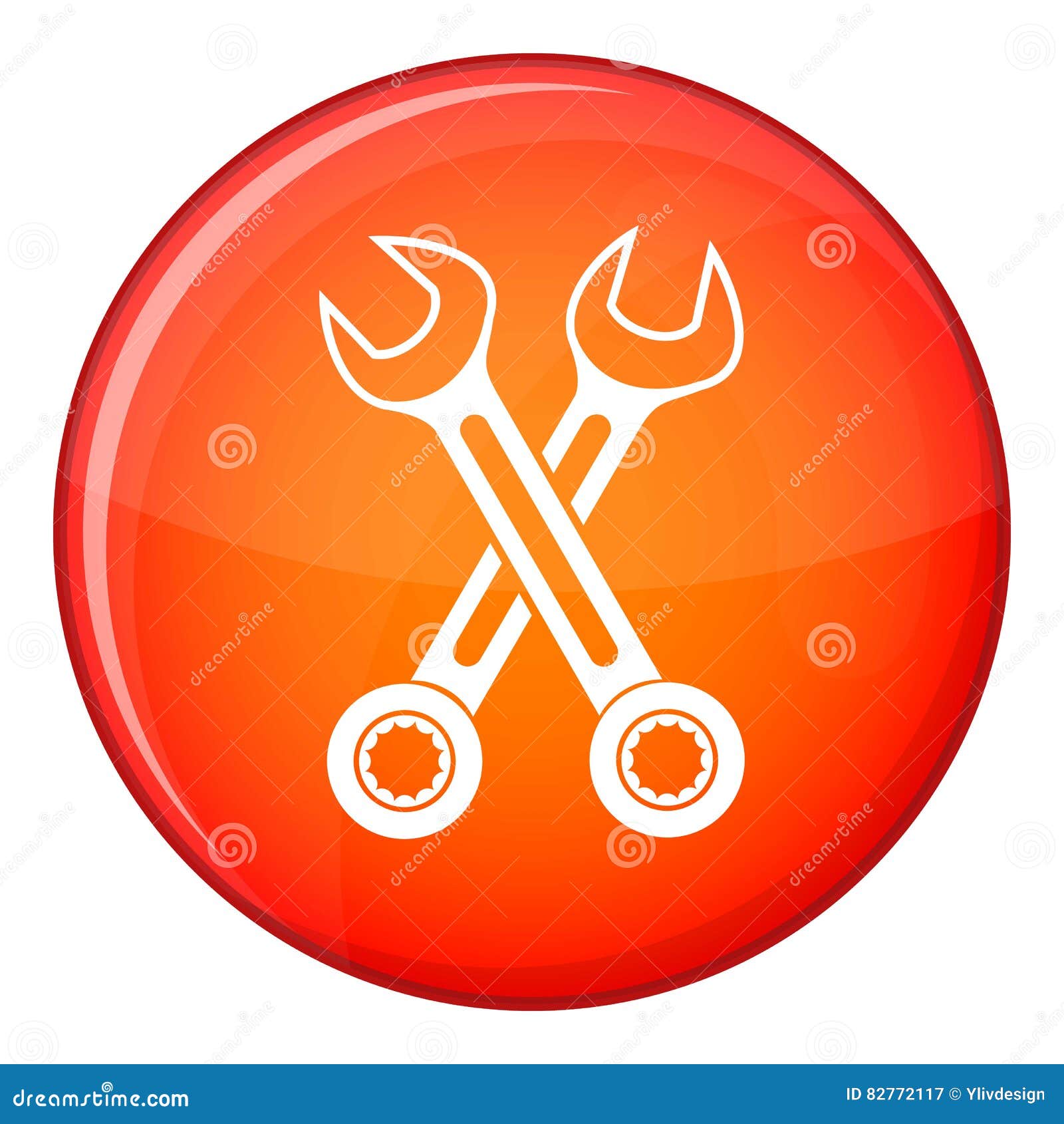 Crossed Spanners Icon, Flat Style Stock Vector - Illustration of line ...