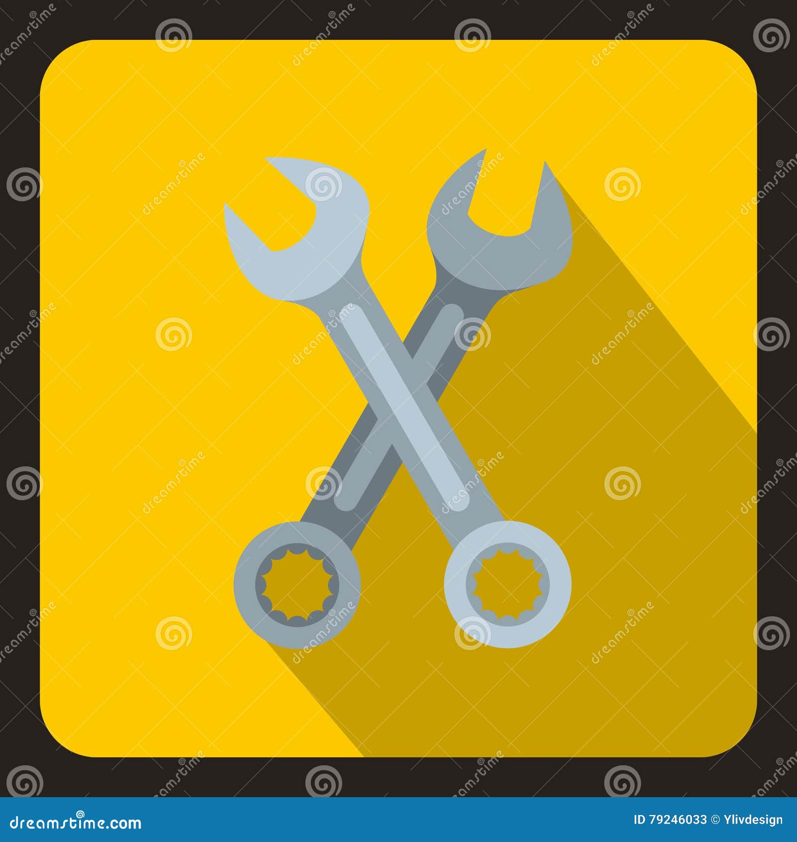 Crossed Spanners Icon, Flat Style Stock Vector - Illustration of linear ...
