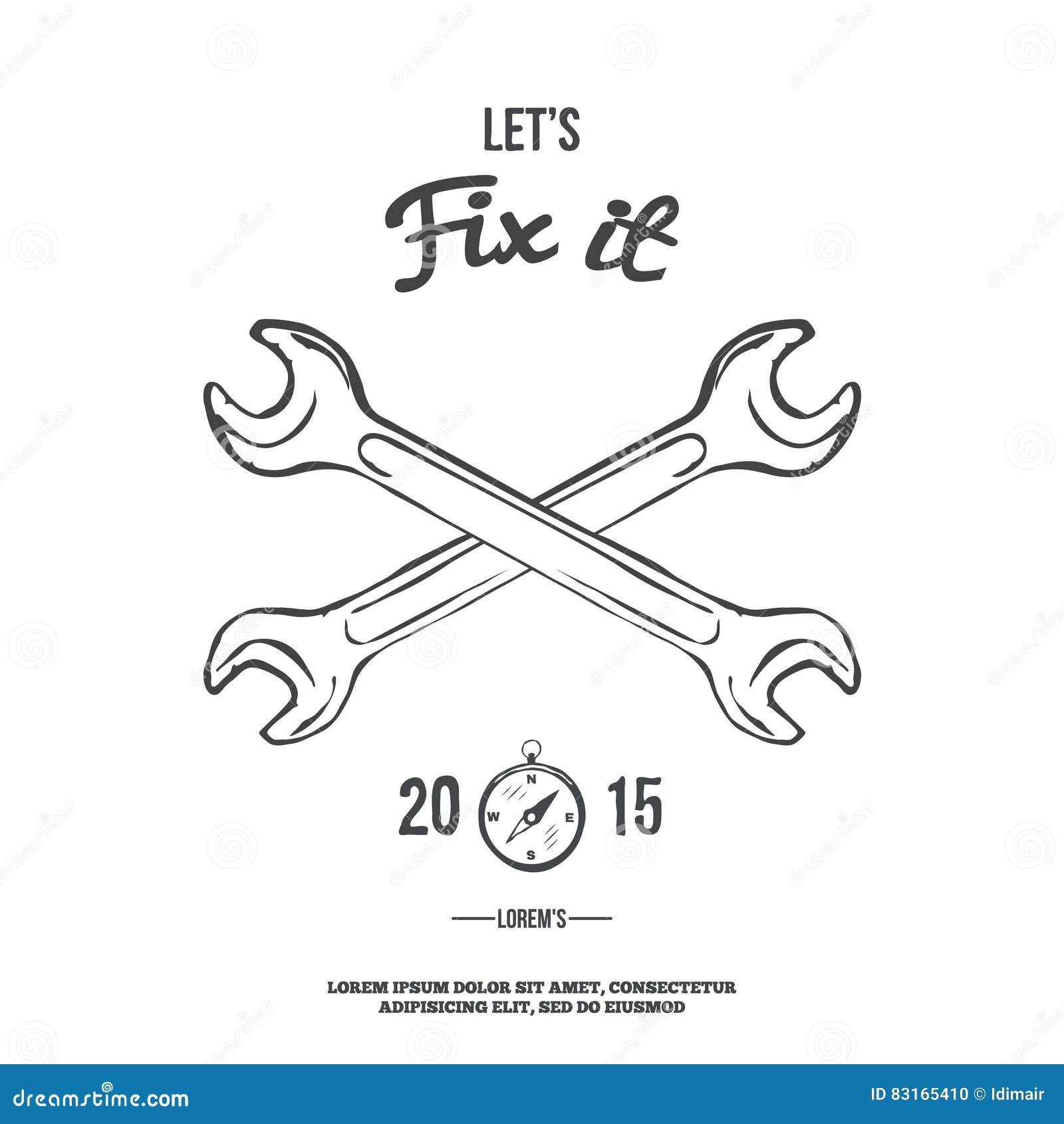 Crossed Spanners. Lets Fix it Stock Vector - Illustration of hardware ...