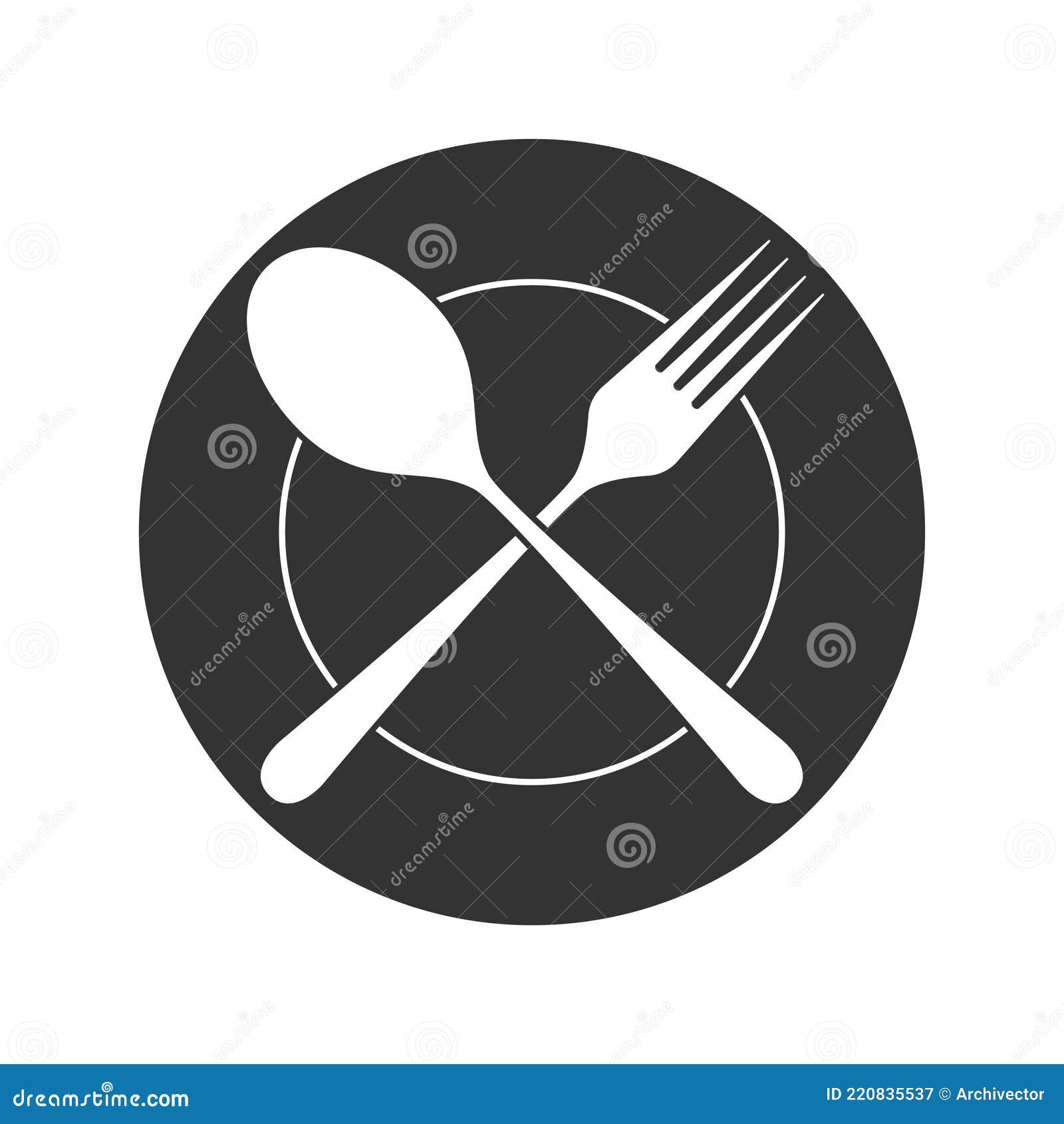 Crossed Spoon and Fork on the Plate Stock Vector - Illustration of ...