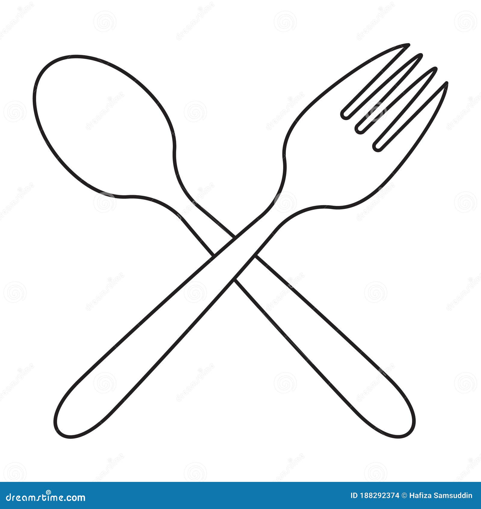 Crossed Spoon and Fork. Vector Illustration Decorative Design Stock ...