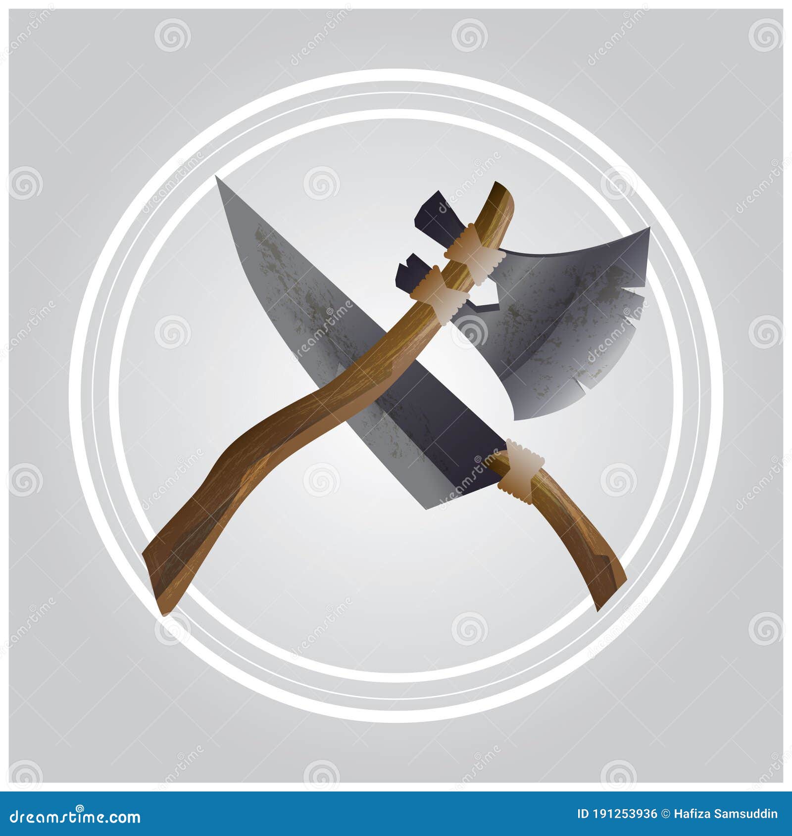 Crossed Sword and Axe. Vector Illustration Decorative Design Stock ...