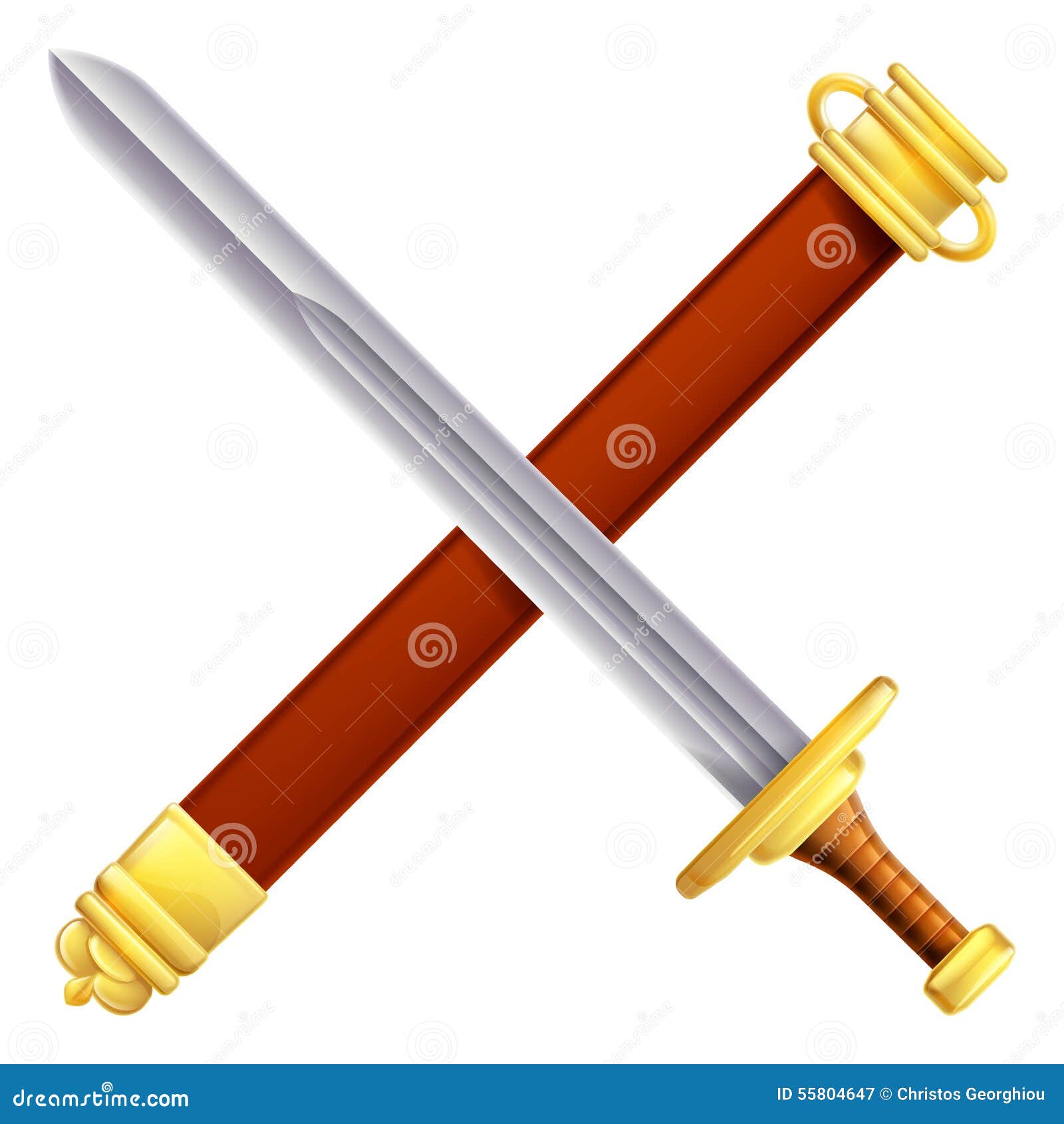Crossed sword and scabbard stock vector. Illustration of crossed - 55804647