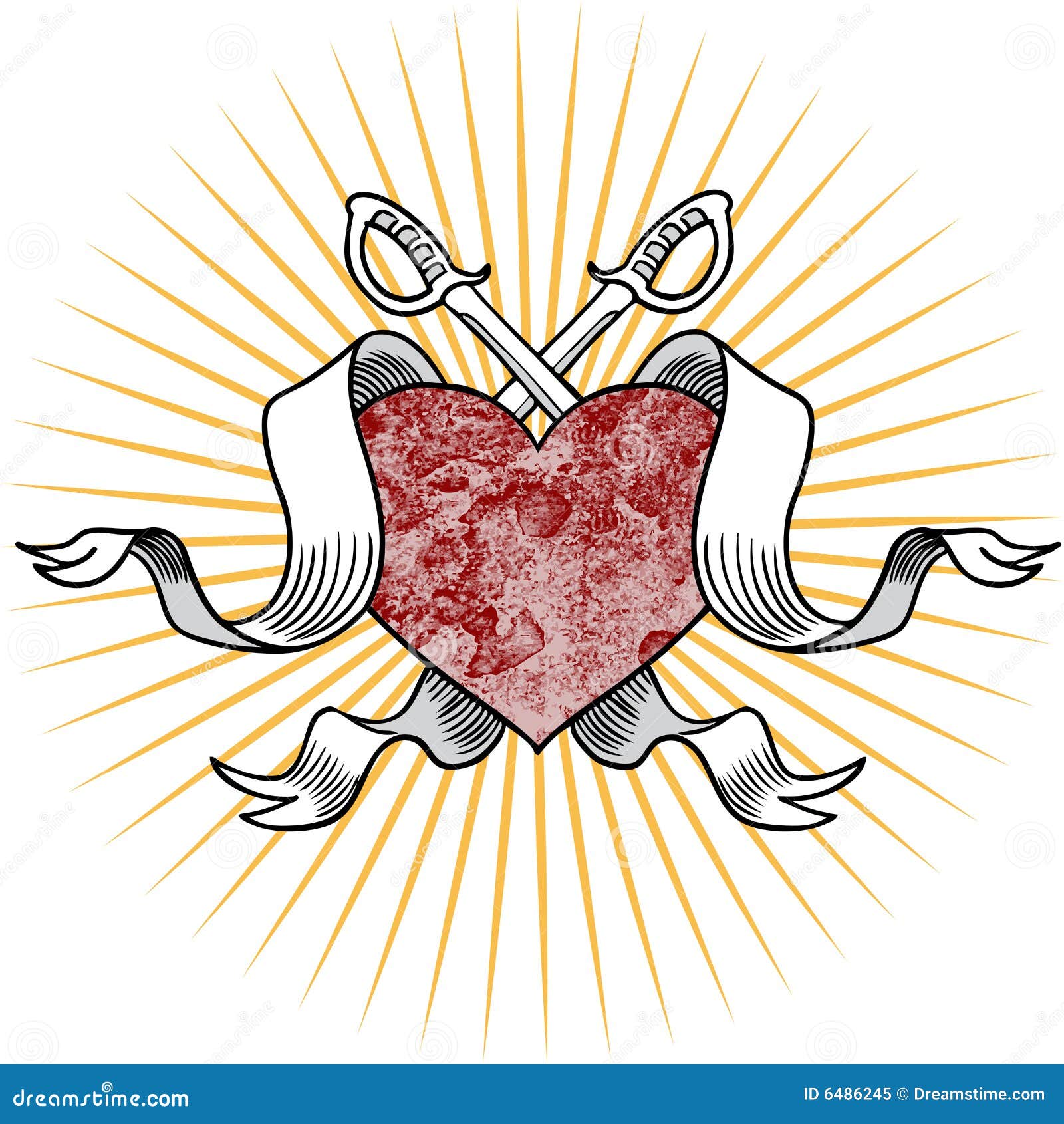 Crossed swords heart stock vector. Illustration of gift - 6486245
