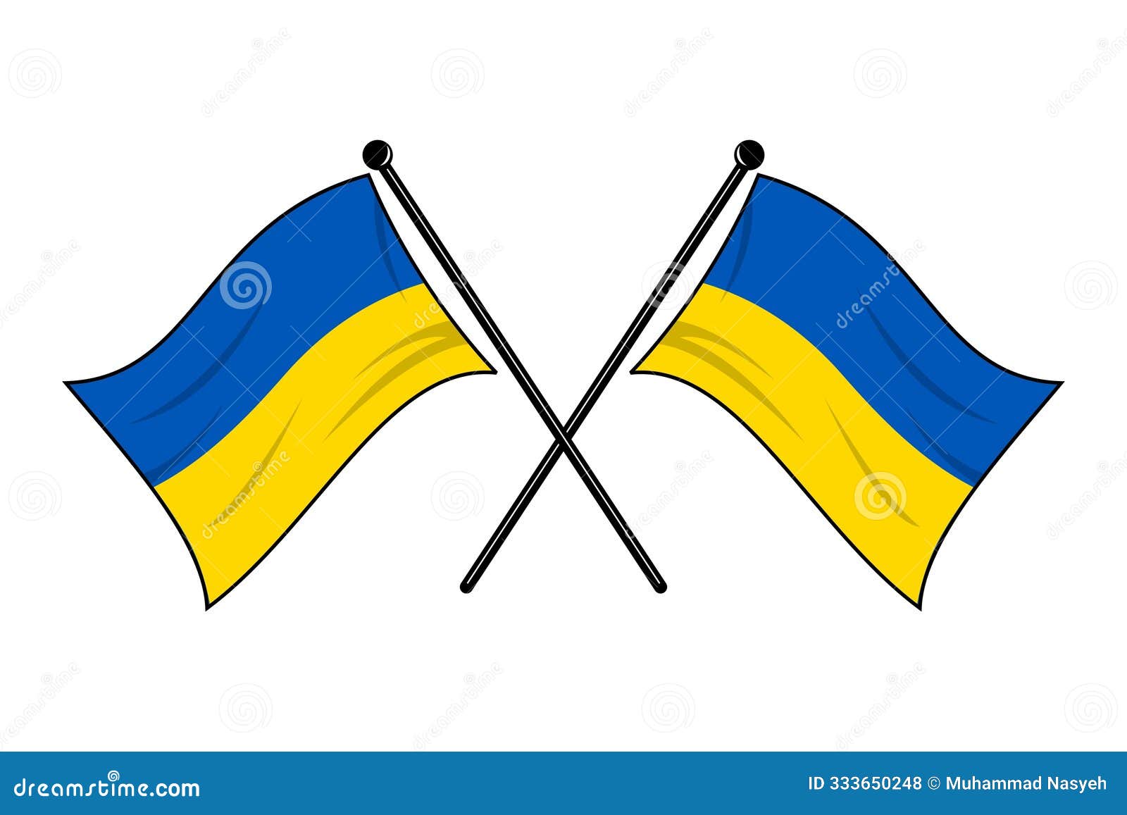 Crossed Ukraine Flags Icon. Flat Solid Color Vector Illustration with ...