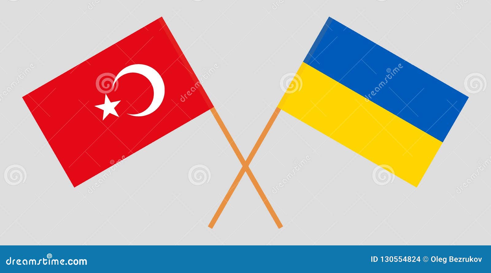 Crossed Ukraine and Turkey Flags. Official Colors. Correct Proportion ...