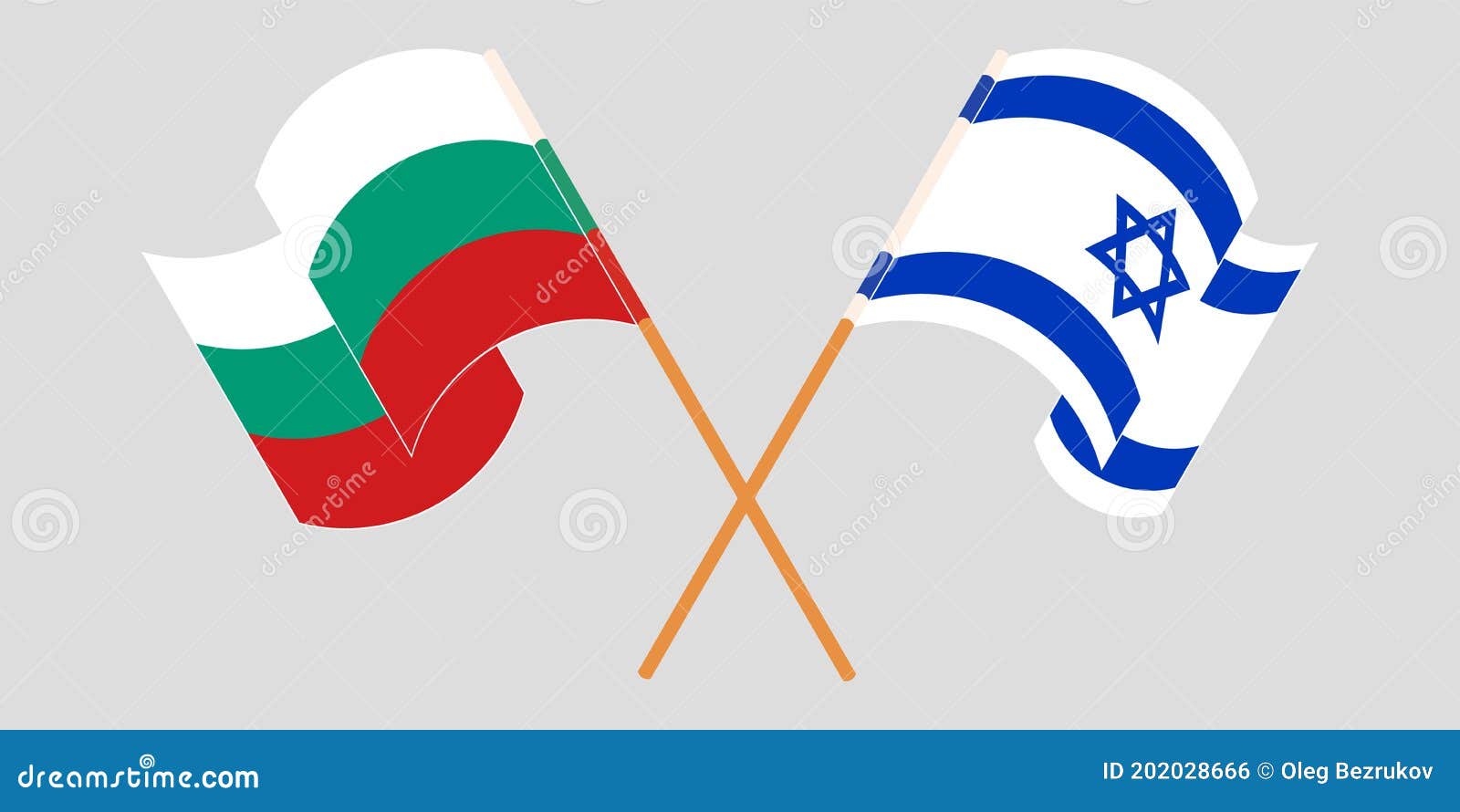 Crossed and Waving Flags of Bulgaria and Israel Stock Vector ...